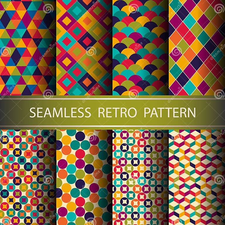 Abstract Retro Geometric Seamless Pattern. Stock Vector - Illustration ...