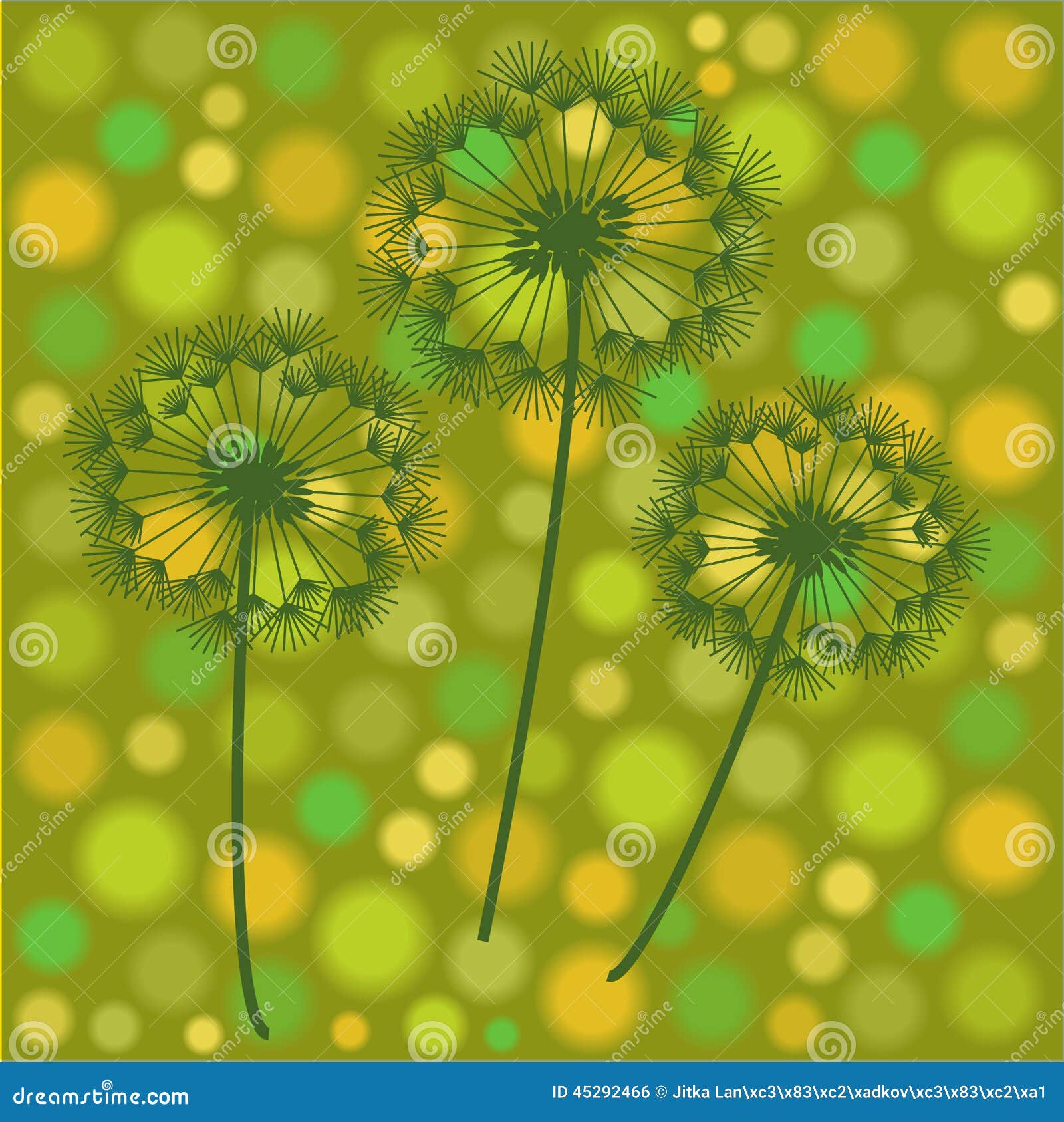 Abstract Retro Illustration with Dandelions Stock Illustration ...