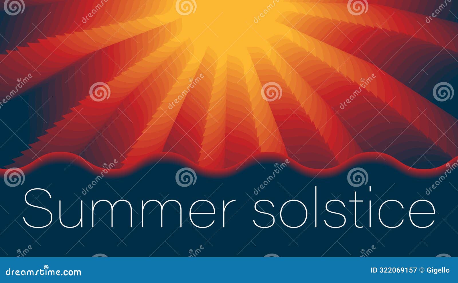 Abstract Retro Minimal Summer Solstice Design, Vector Illustration ...