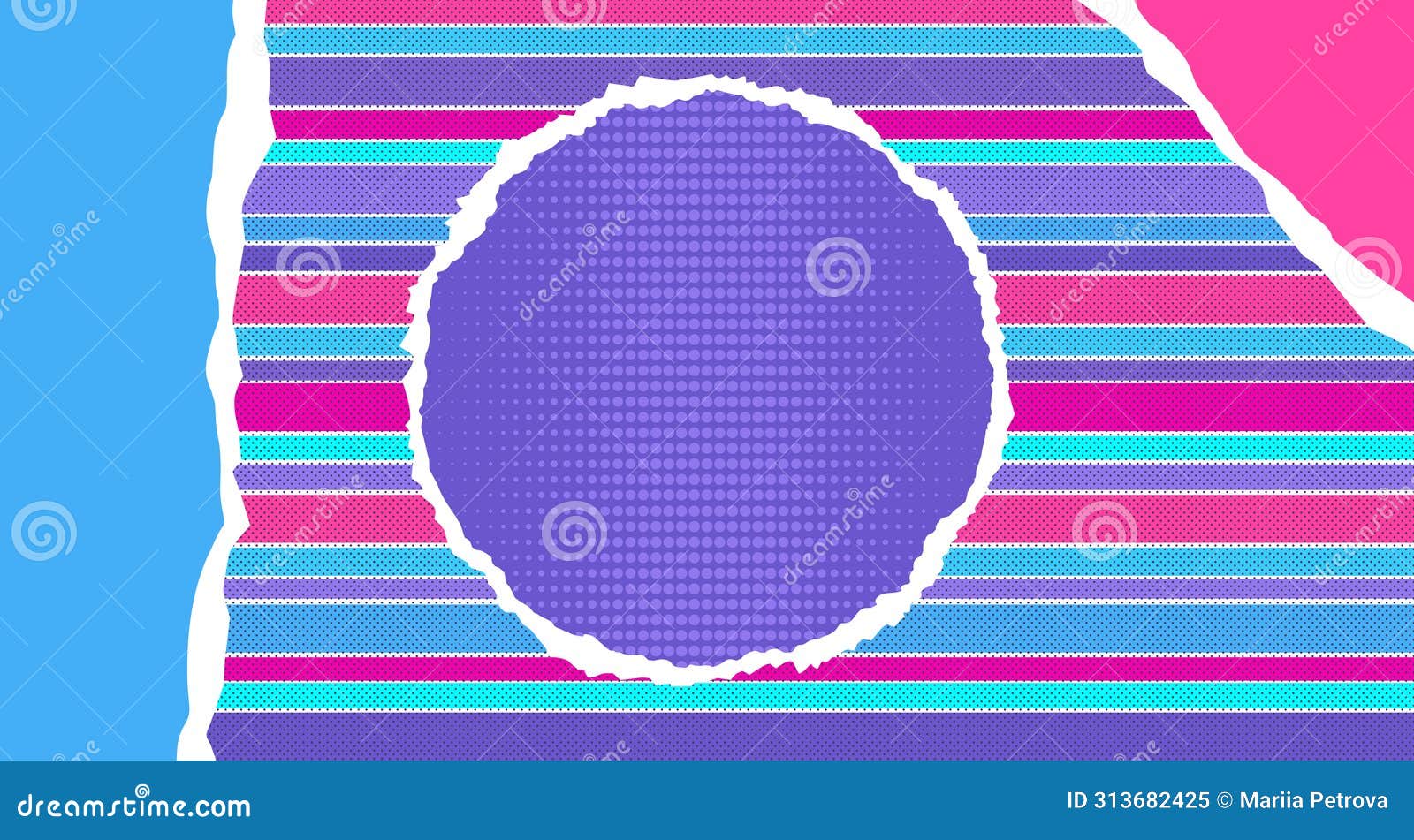 Abstract Retro Pop Art Style Bright Background Decorated with Torn ...