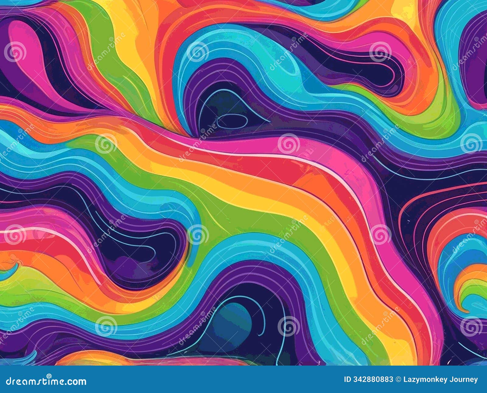 Abstract Retro Rainbow Neon Color Water Waves Pattern Background Stock ...