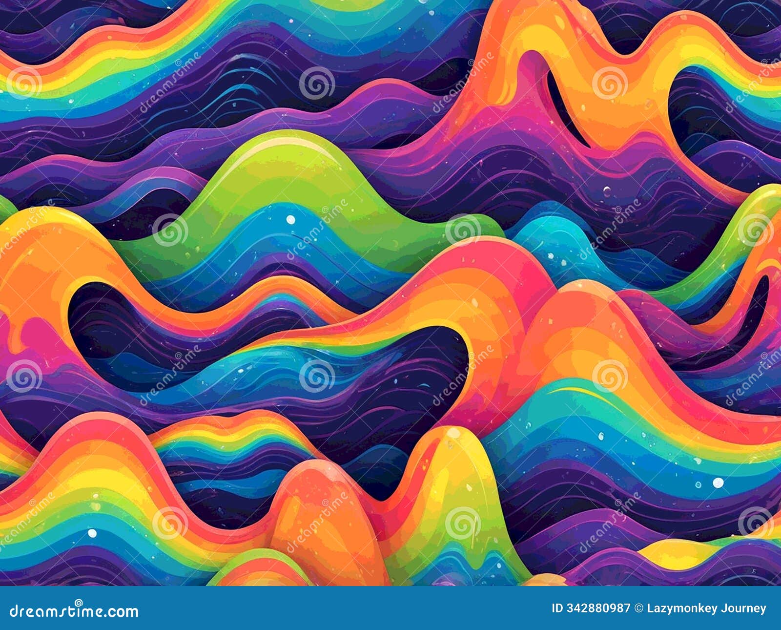 Abstract Retro with Rainbow Neon Color Water Waves Pattern Background ...