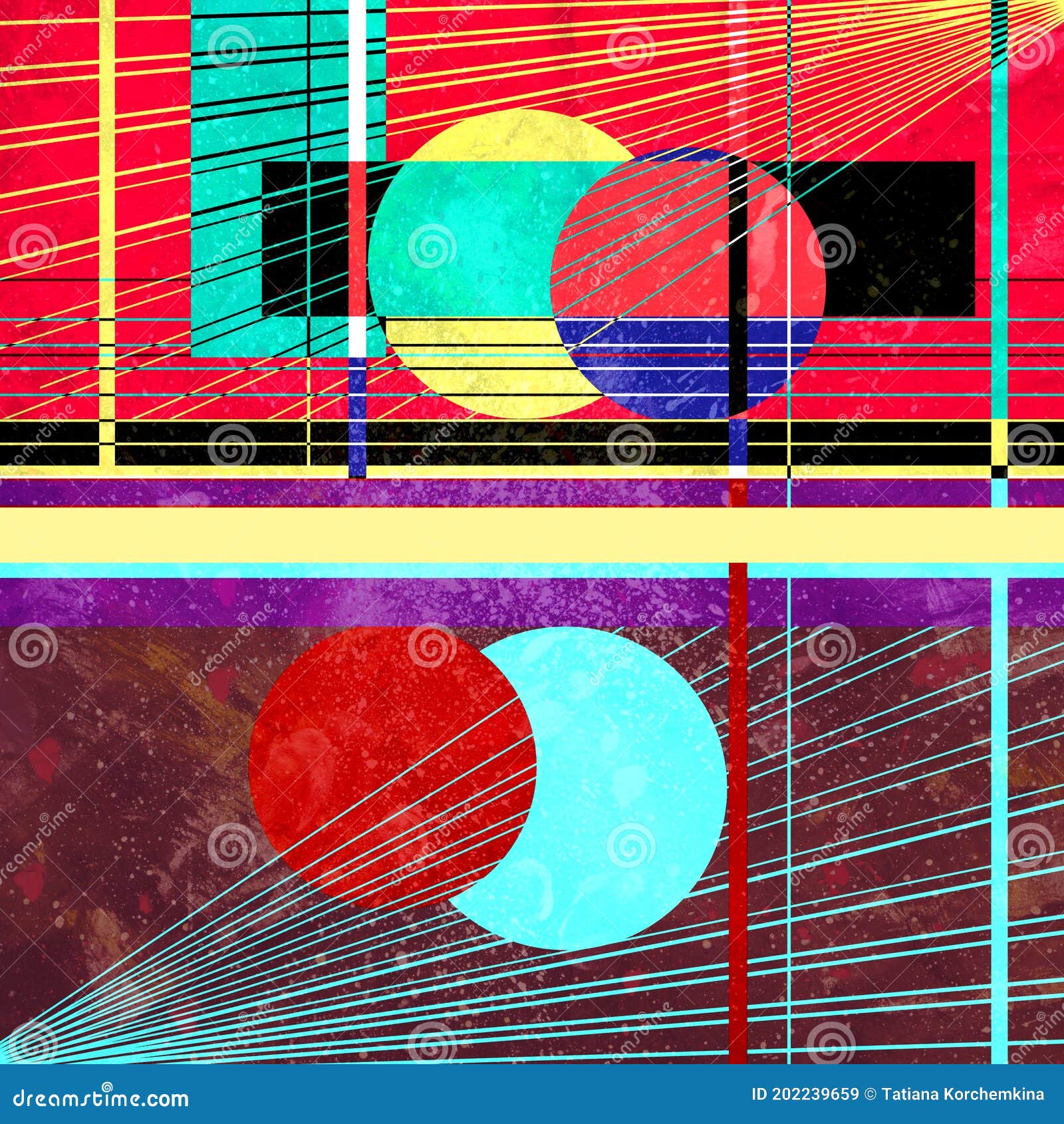 Abstract Retro Raster Color Background with Geometric Objects Stock ...