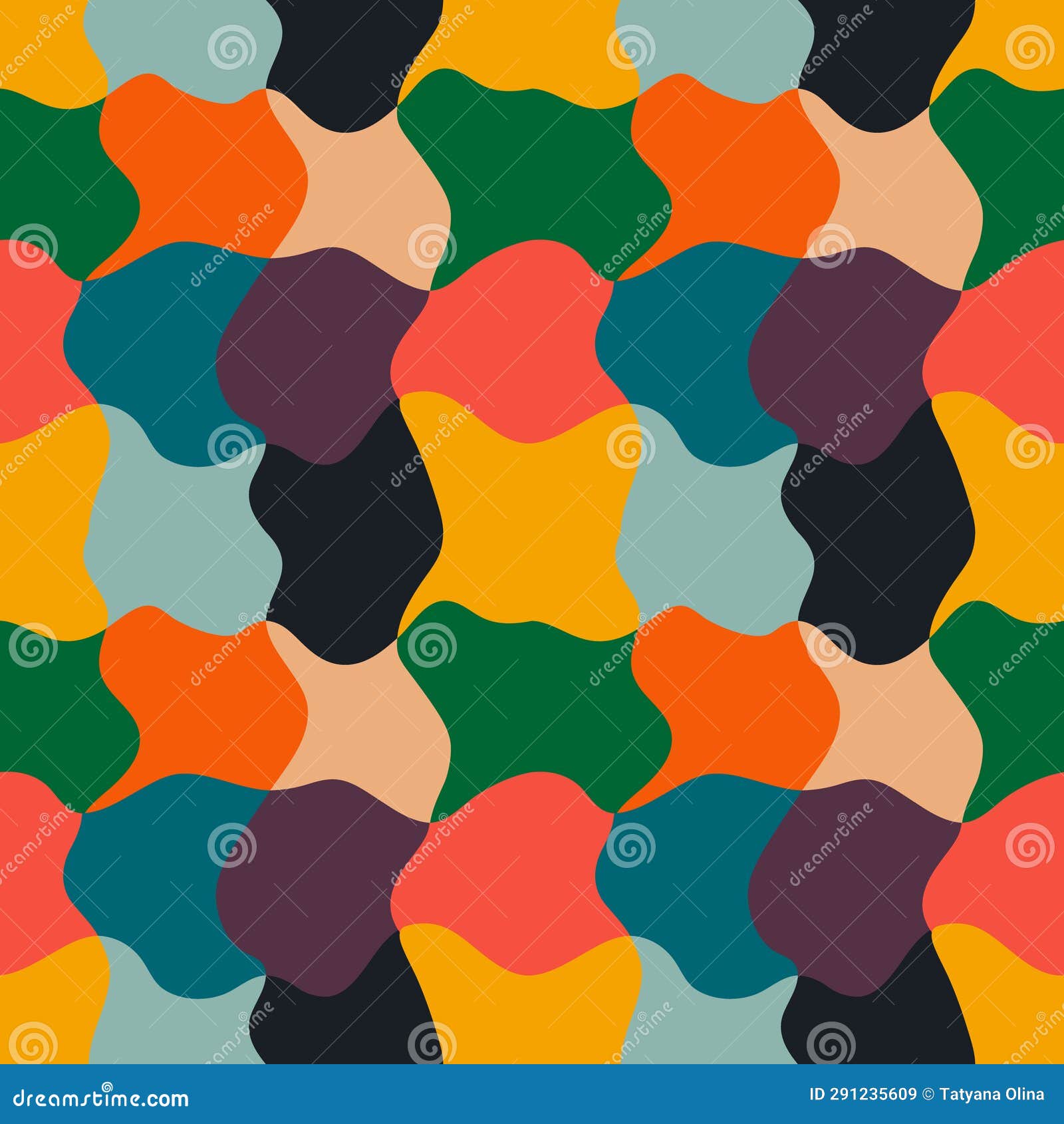 Abstract Retro 70s Seamless Pattern.Mid Century Pattern.Vector ...