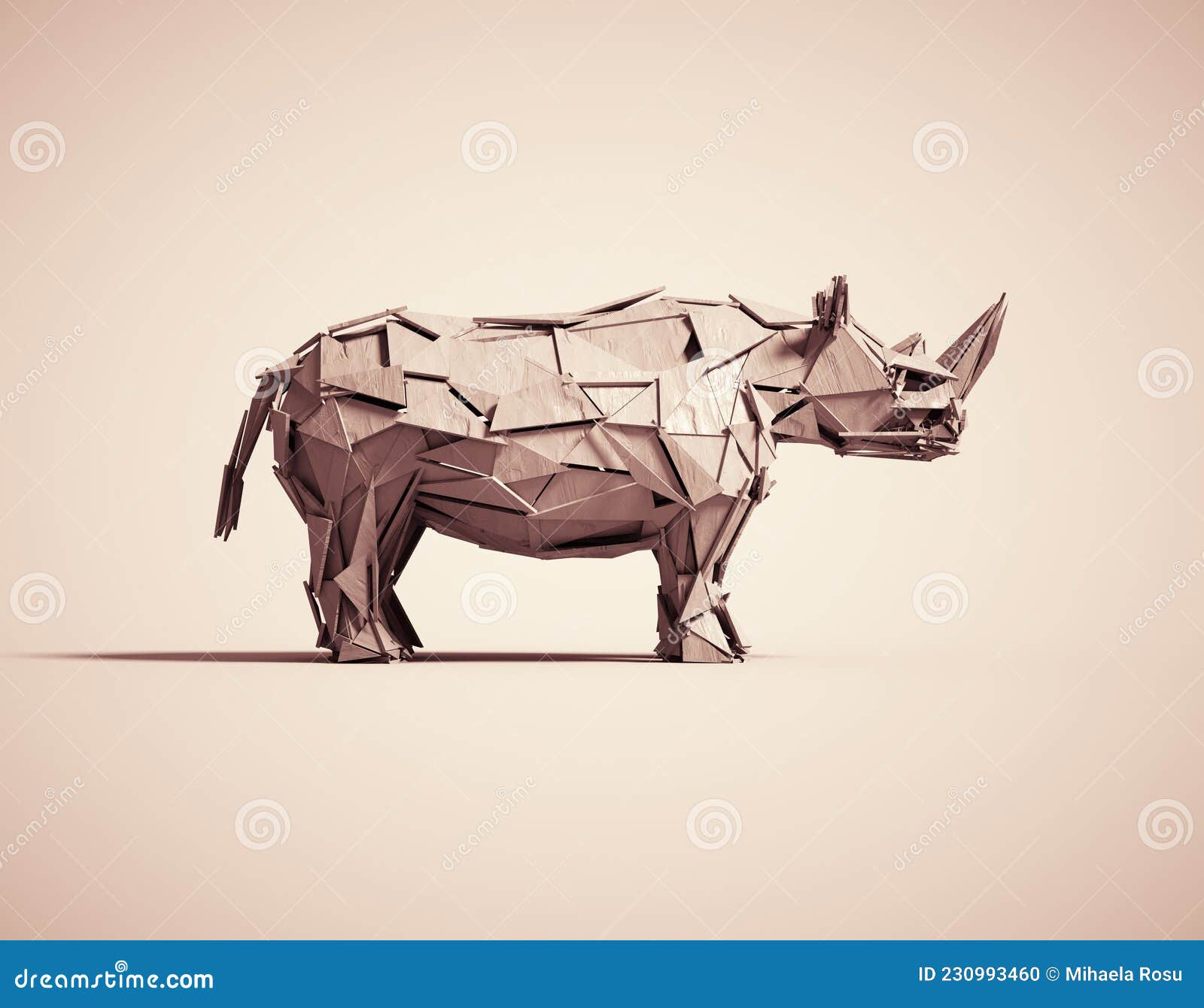 Abstract Rhino Made of Wooden Polygons Stock Illustration ...