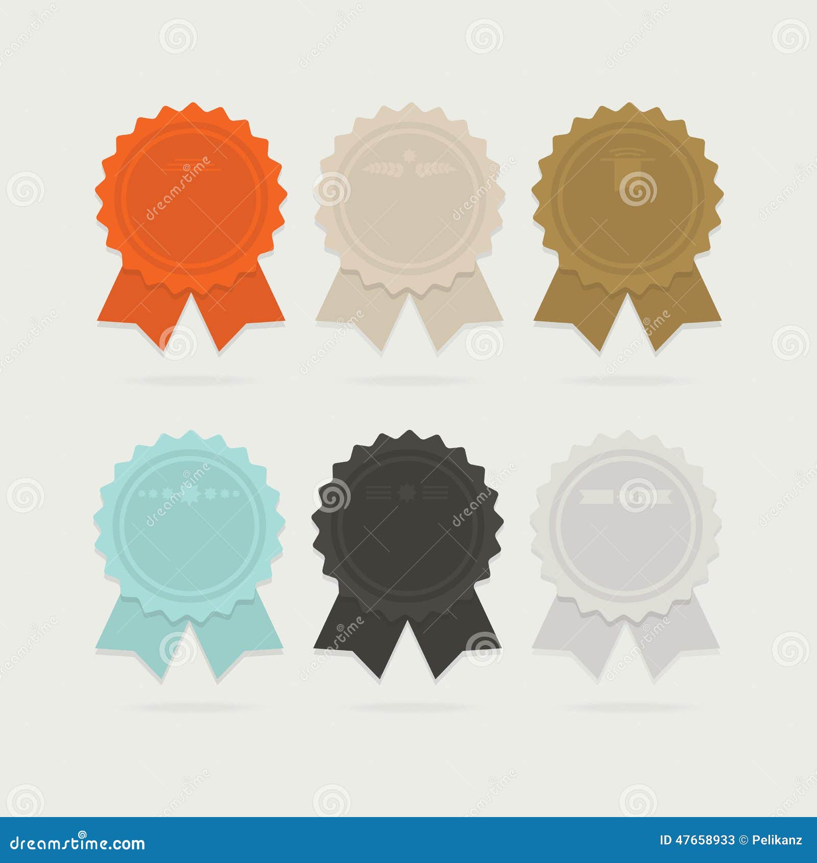 Abstract Ribbon Award Bows Set with Shadows Stock Vector - Illustration ...