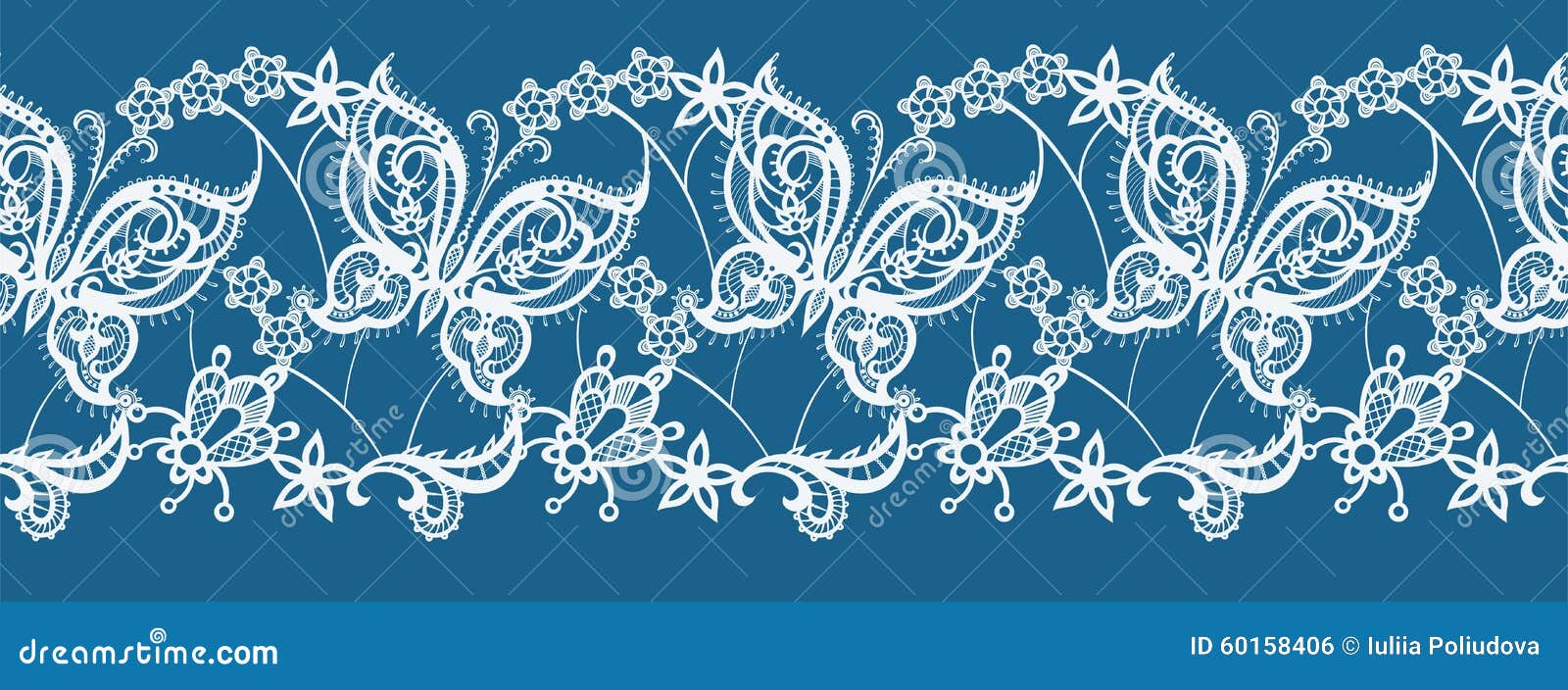 Abstract Ribbon Lace with Flowers and Butterflies Stock Illustration ...