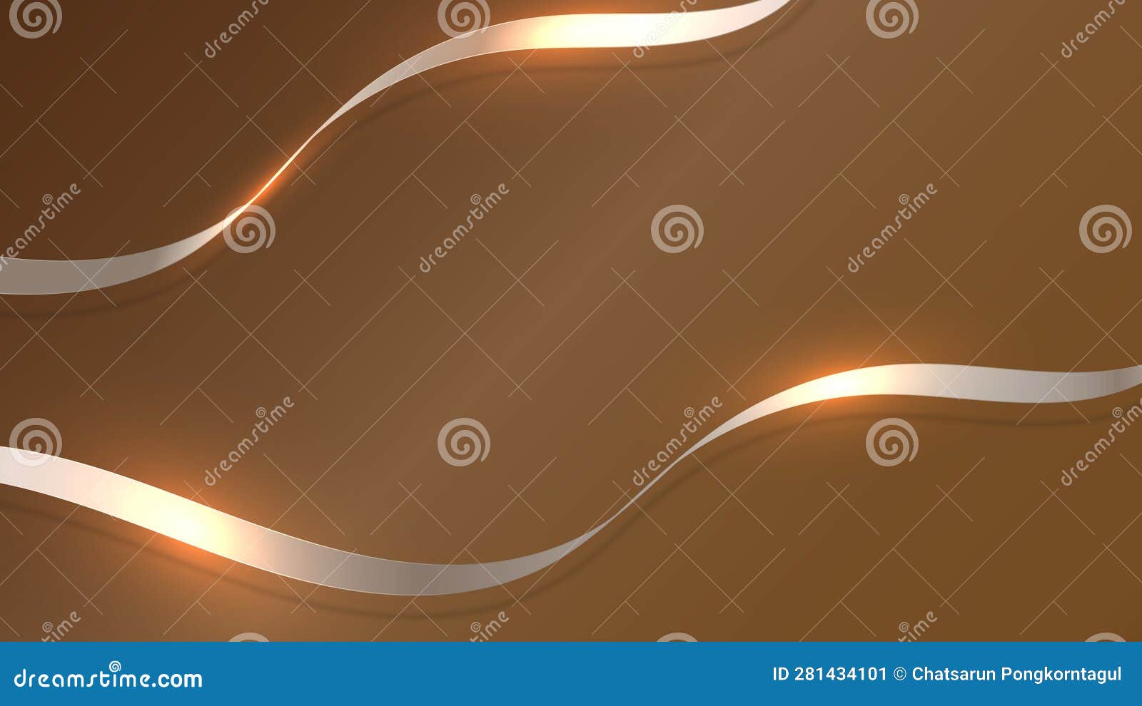 Abstract Ribbon Lines Elements with Glowing Light Effect on Brown ...
