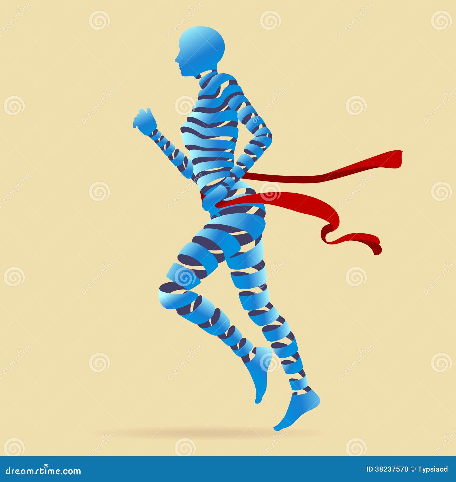 Abstract Ribbon Shaped with Young Lady Running. Stock Vector ...