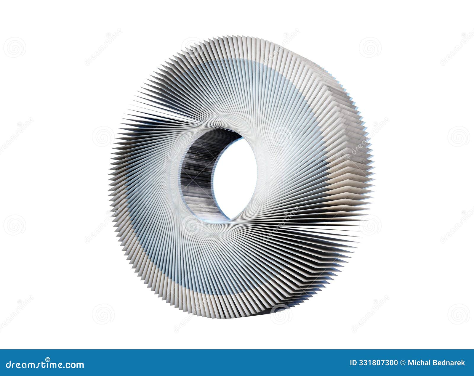 Abstract Ring Object with Radial Fins. Isolated on White Stock ...
