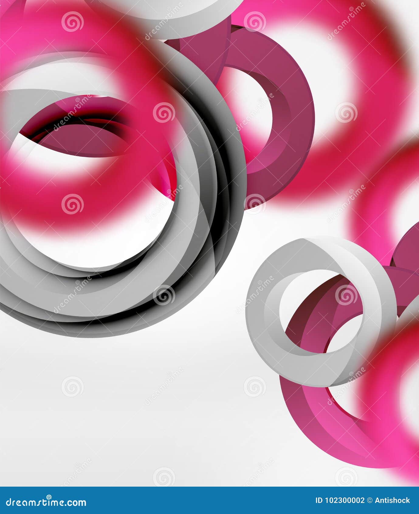 Abstract Rings Composition in Grey 3d Space with Blurred Effects Stock ...
