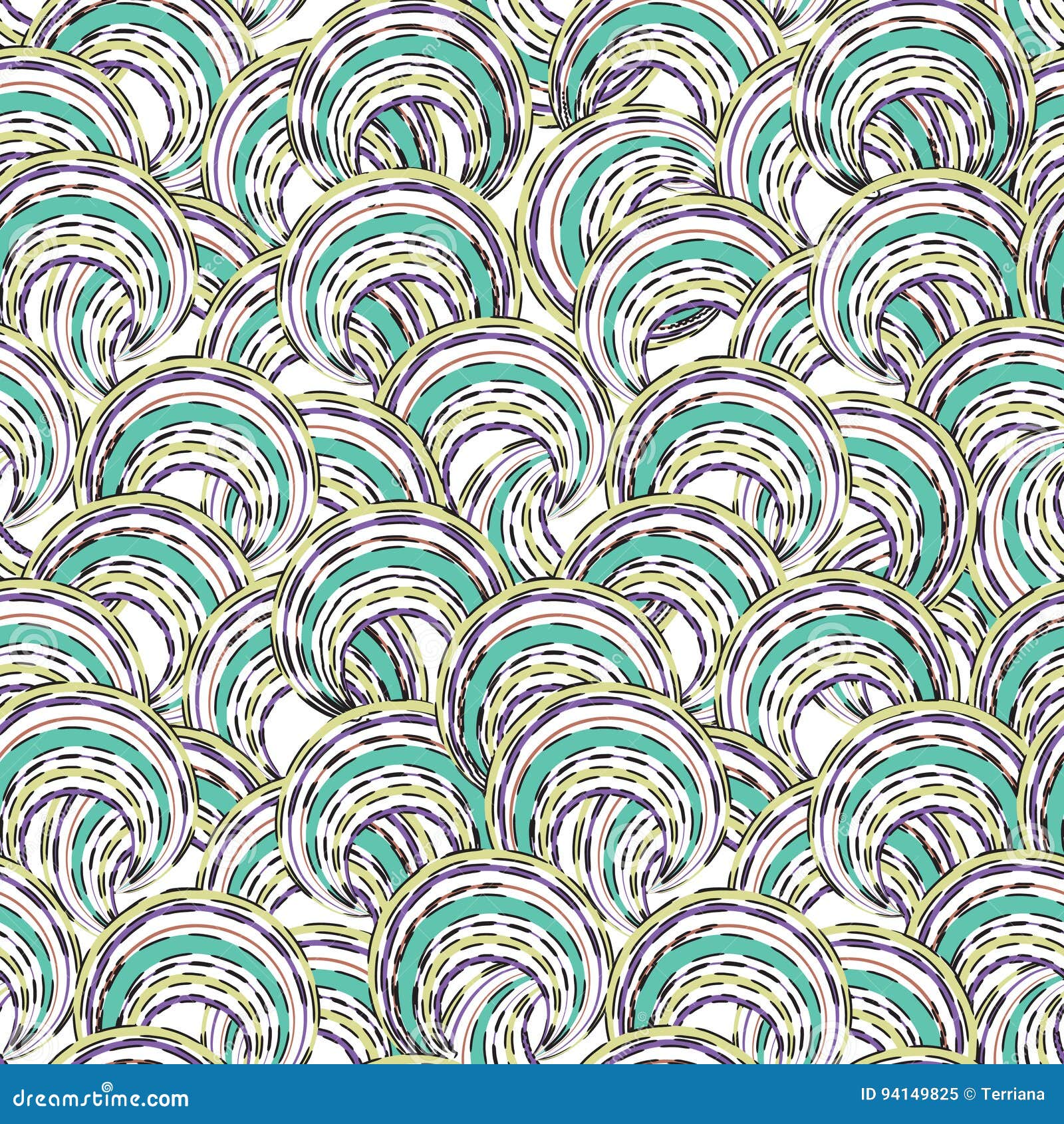 Abstract Ripple Line Circle Seamless Pattern. Wavy Swirl Texture Stock ...