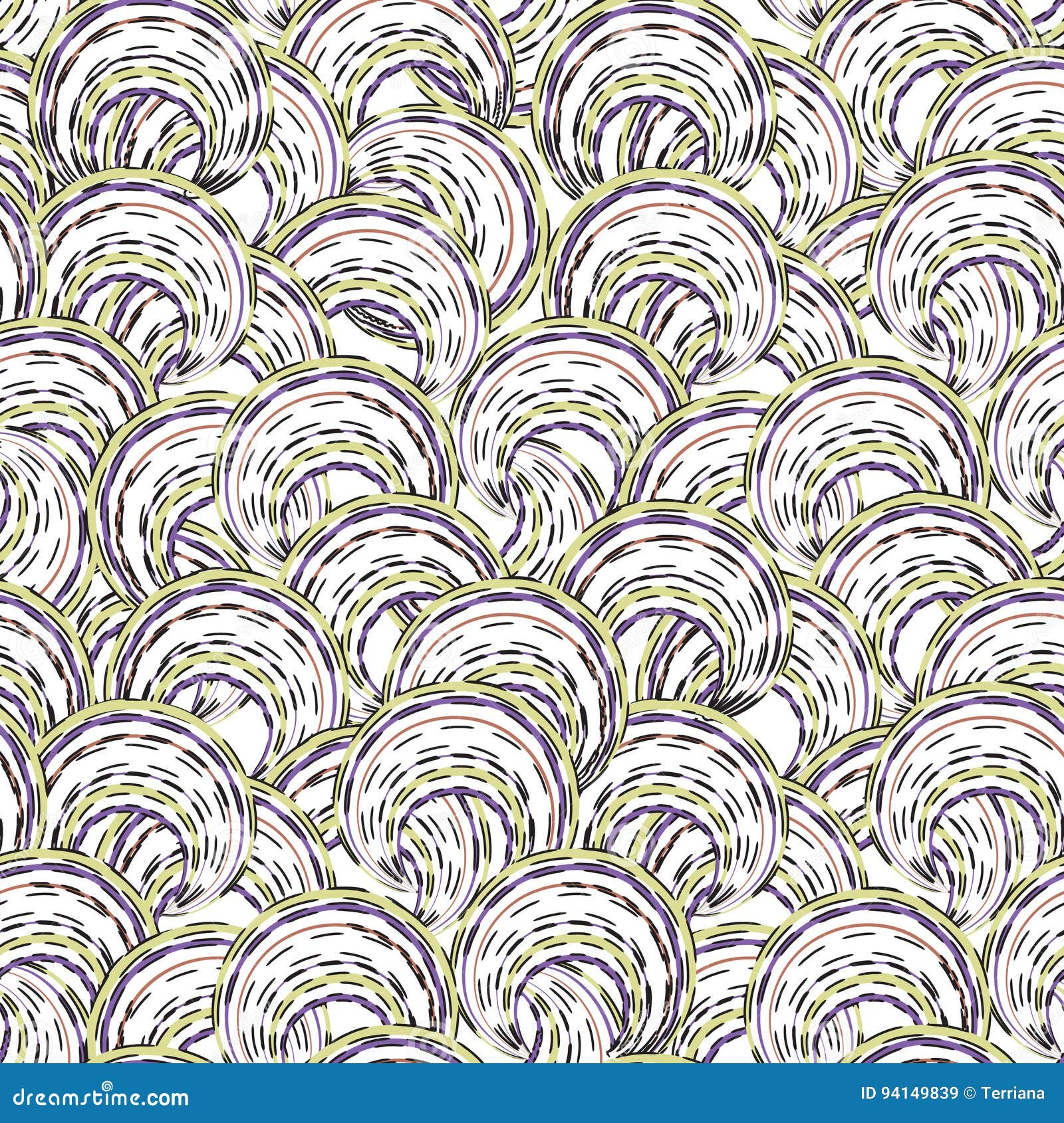 Abstract Ripple Line Seamless Pattern. Wavy Swirl Ornamental Bac Stock ...