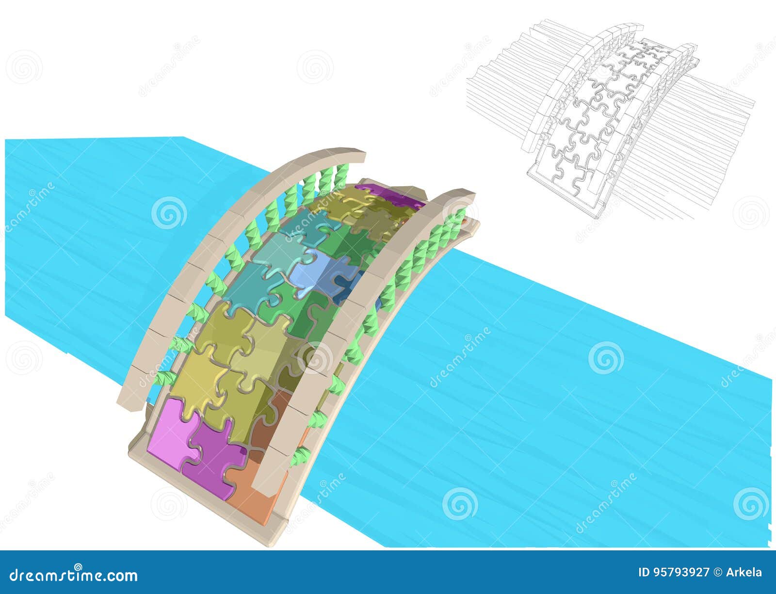 Abstract river bridge stock illustration. Illustration of piece - 95793927