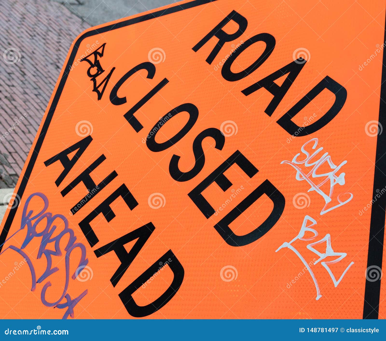 Abstract Road Closed Ahead Sign Stock Image - Image of signal ...