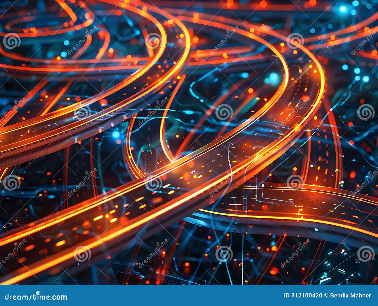 Abstract Road Network Connecting Highways and Intersections Overhead ...