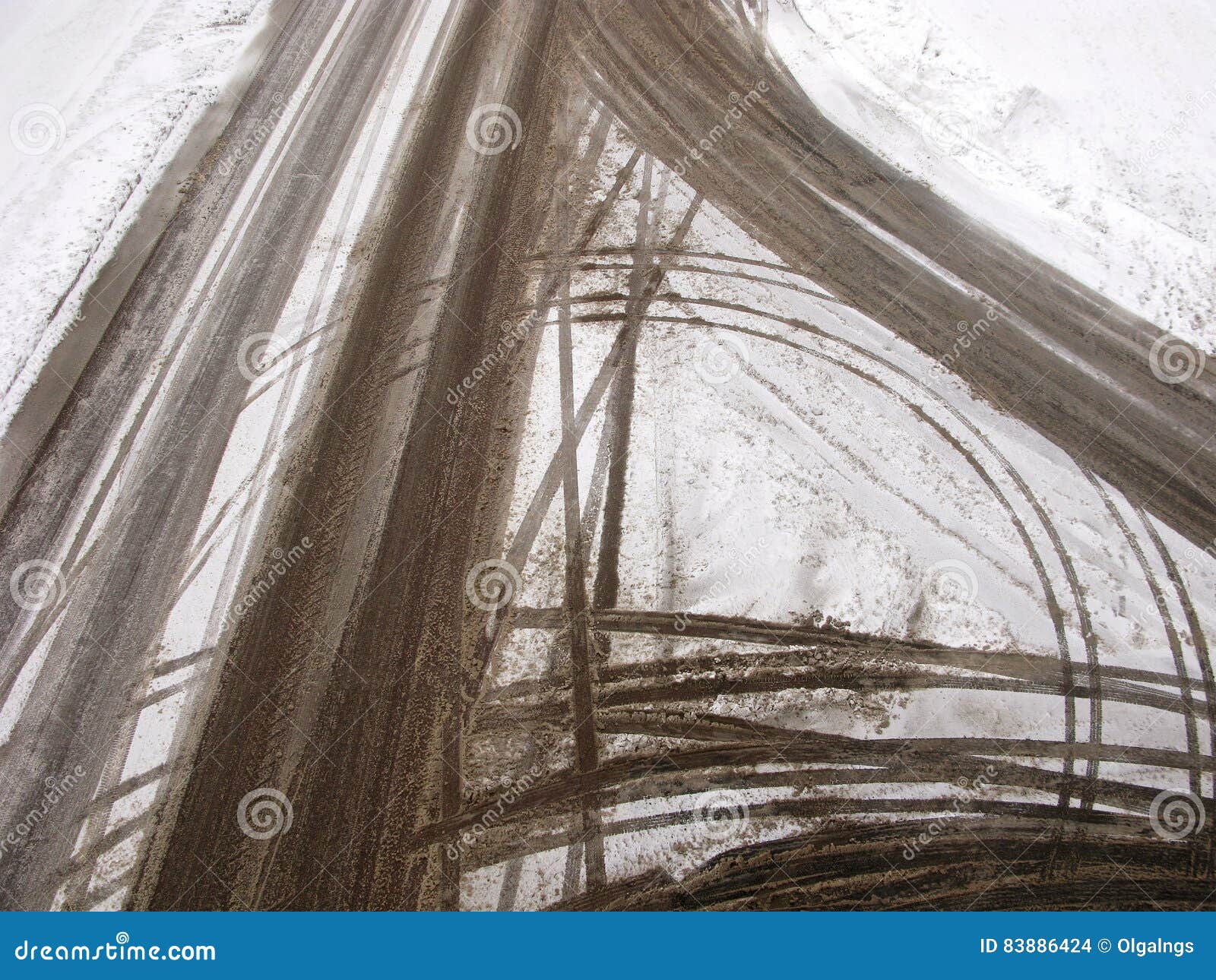 Abstract Roads of Intersection in Winter Stock Photo - Image of frozen ...