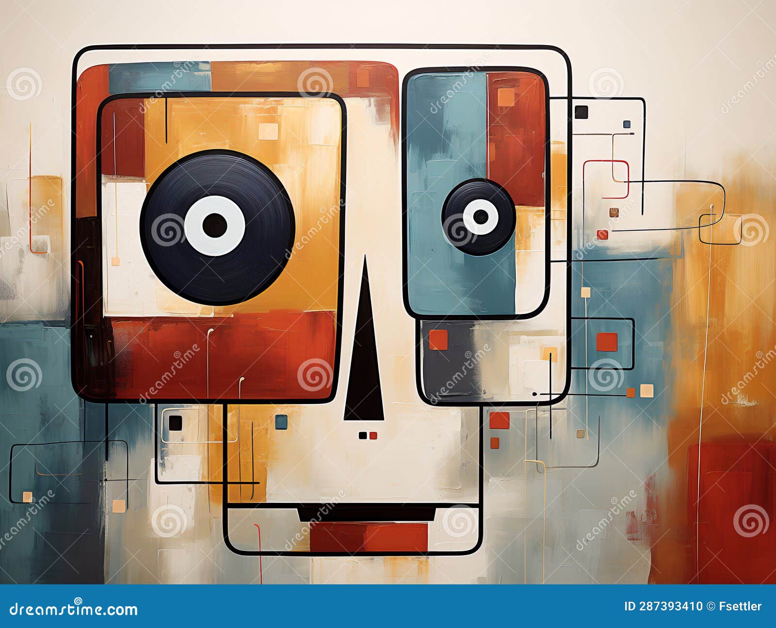 Abstract Robot Face among Various Forms in a Minimalist Style. Stock ...