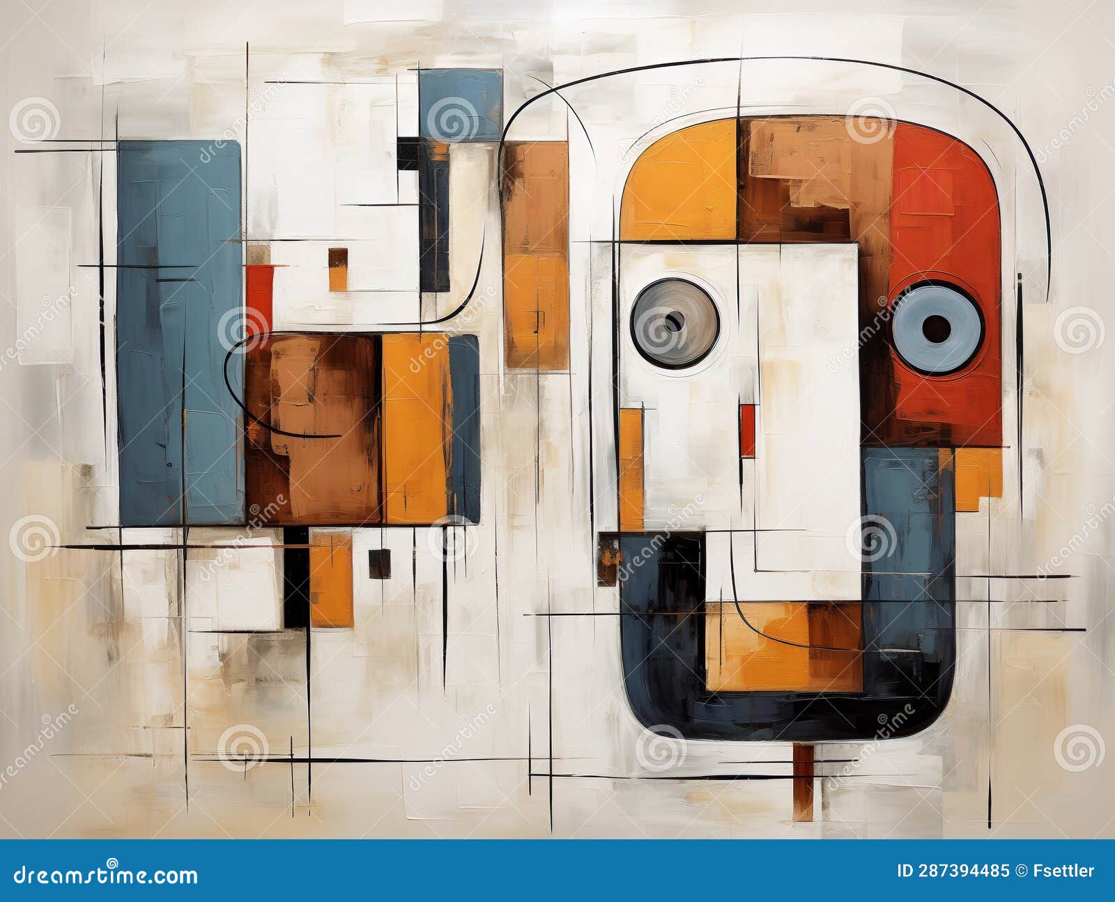 Abstract Robot Face among Various Forms in a Minimalist Style. Stock ...