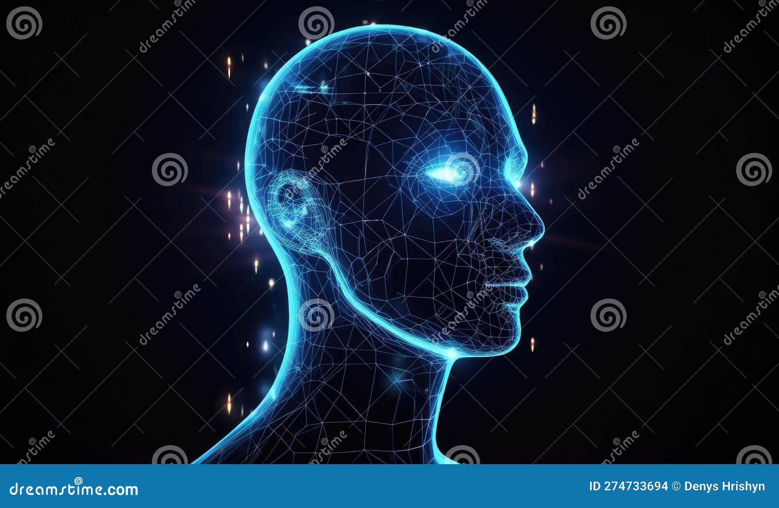 Abstract Robot Humanoid on Link High Tech Background in Machine ...