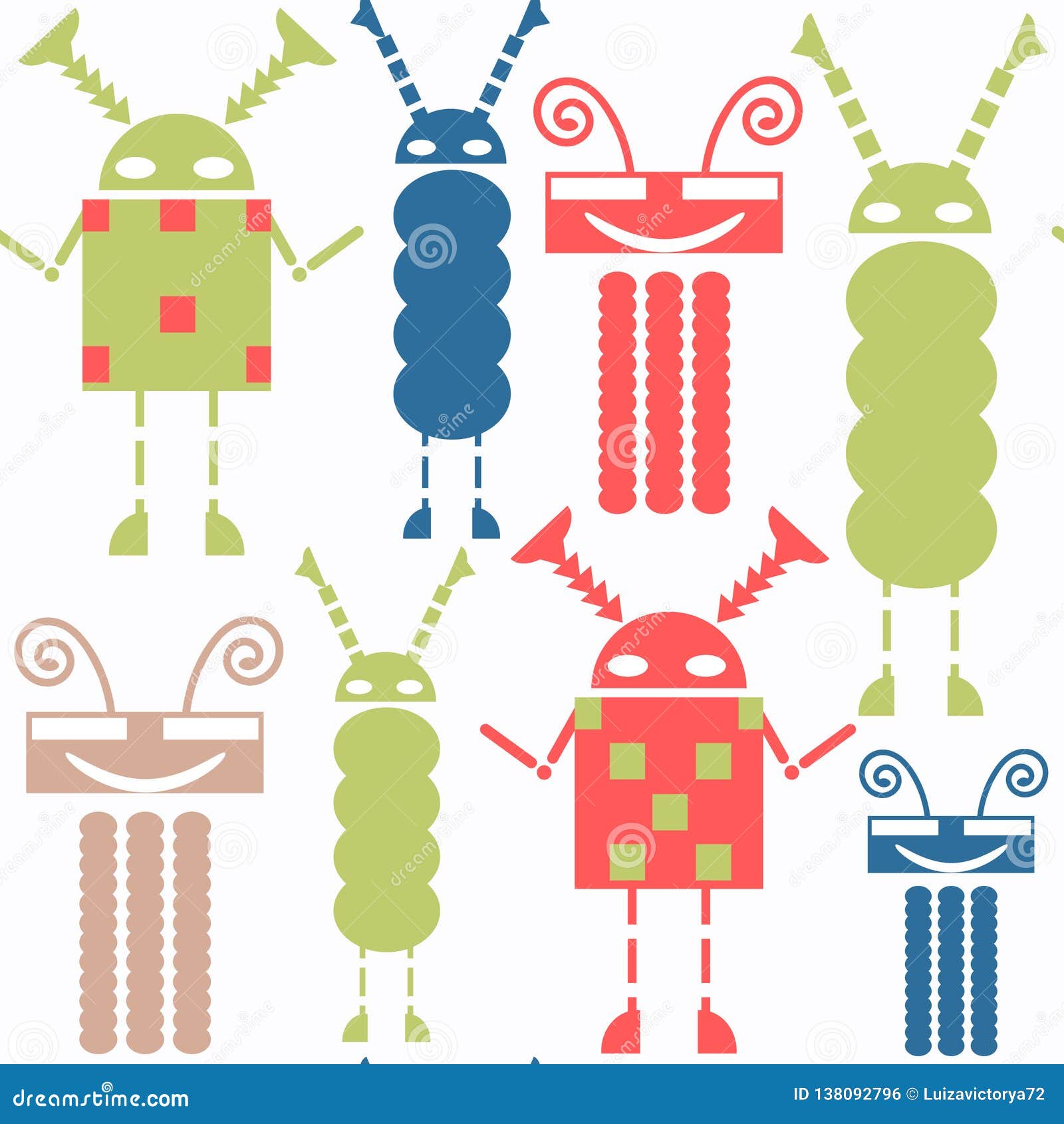 Abstract Robots Seamless Pattern. Colorful Background for Surface ...