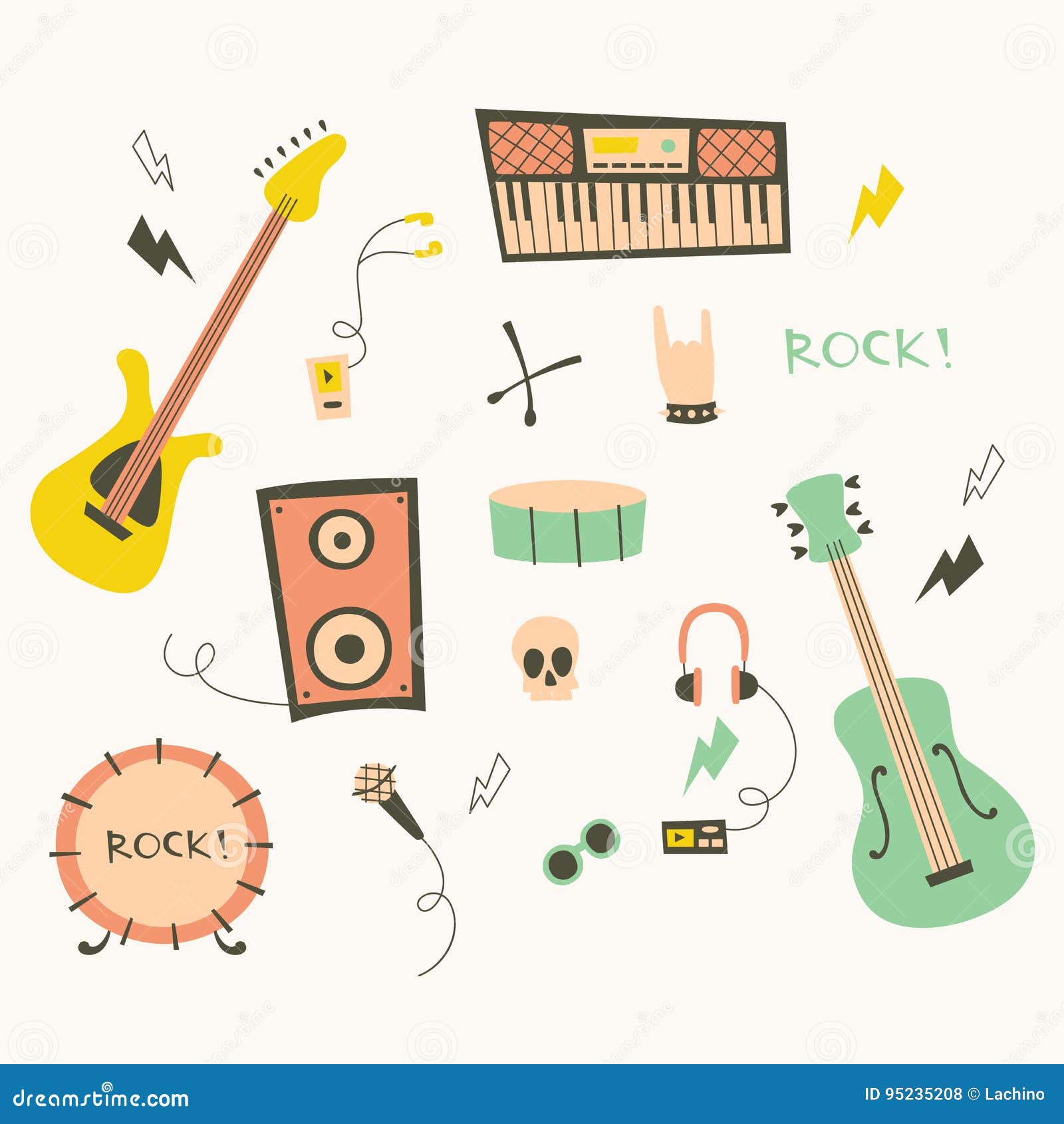 Abstract Rock Music Elements. Stock Vector - Illustration of guitar ...