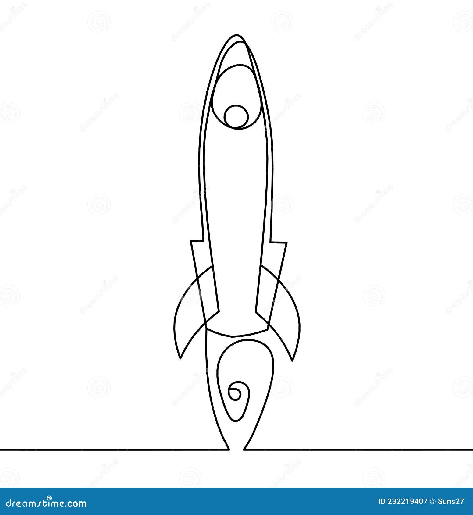Abstract Rocket As Continuous Line Drawing Stock Vector - Illustration ...