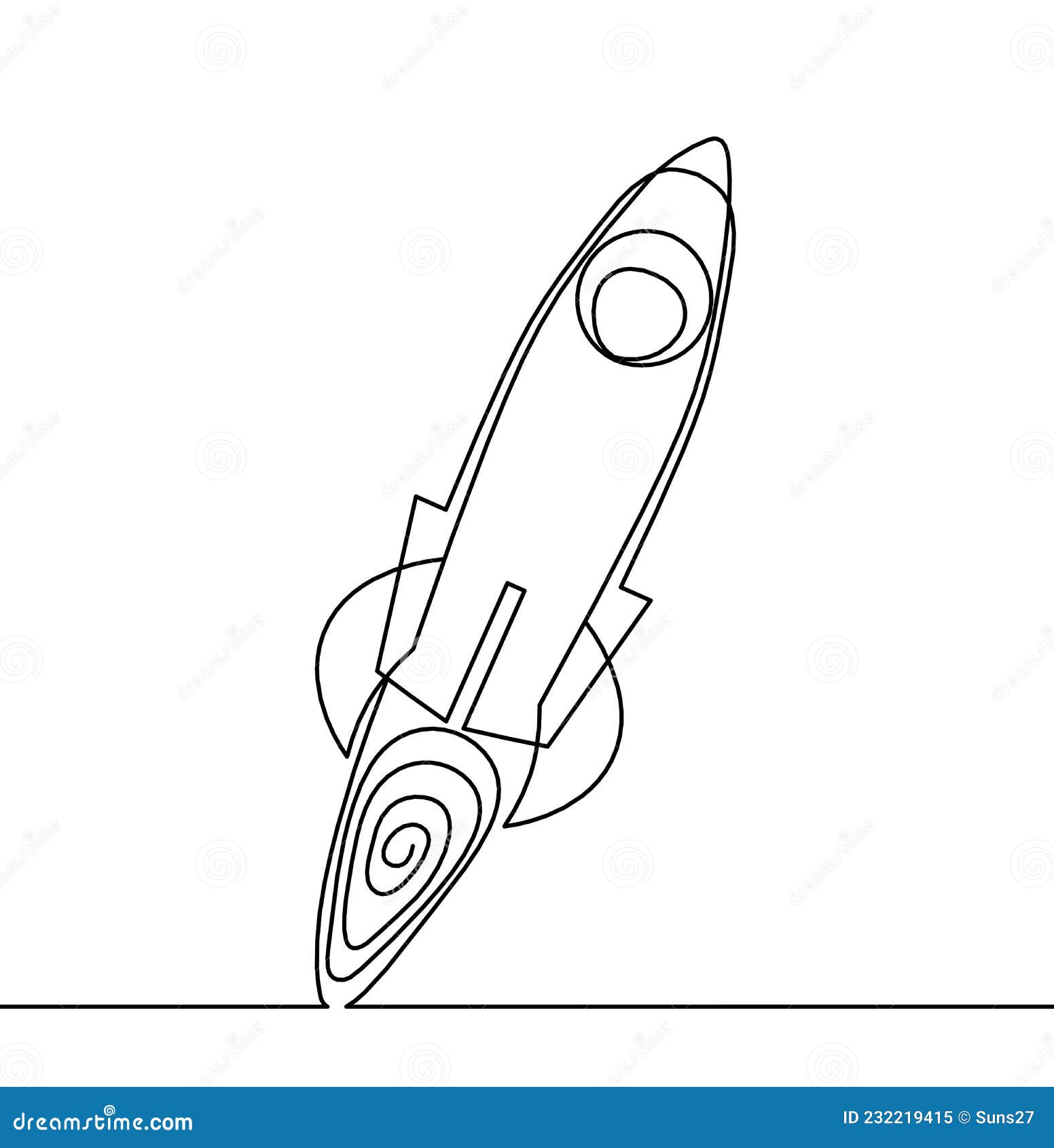 Abstract Rocket As Continuous Line Drawing Stock Vector - Illustration ...