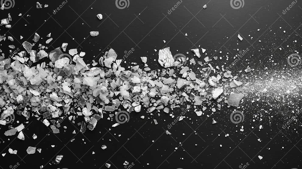 Abstract of Rocks Exploding into Dust Flowing with Wind Blowing Effect ...