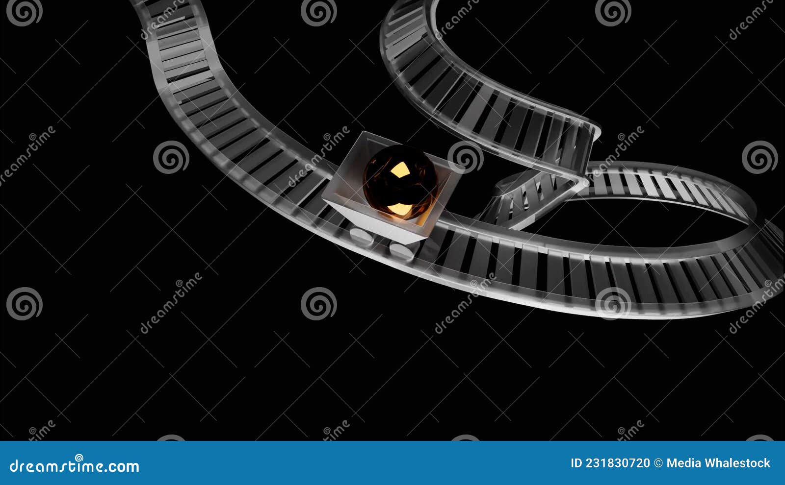 Abstract Rollercoaster Curved Rails And A Moving Cart, Seamless Loop ...