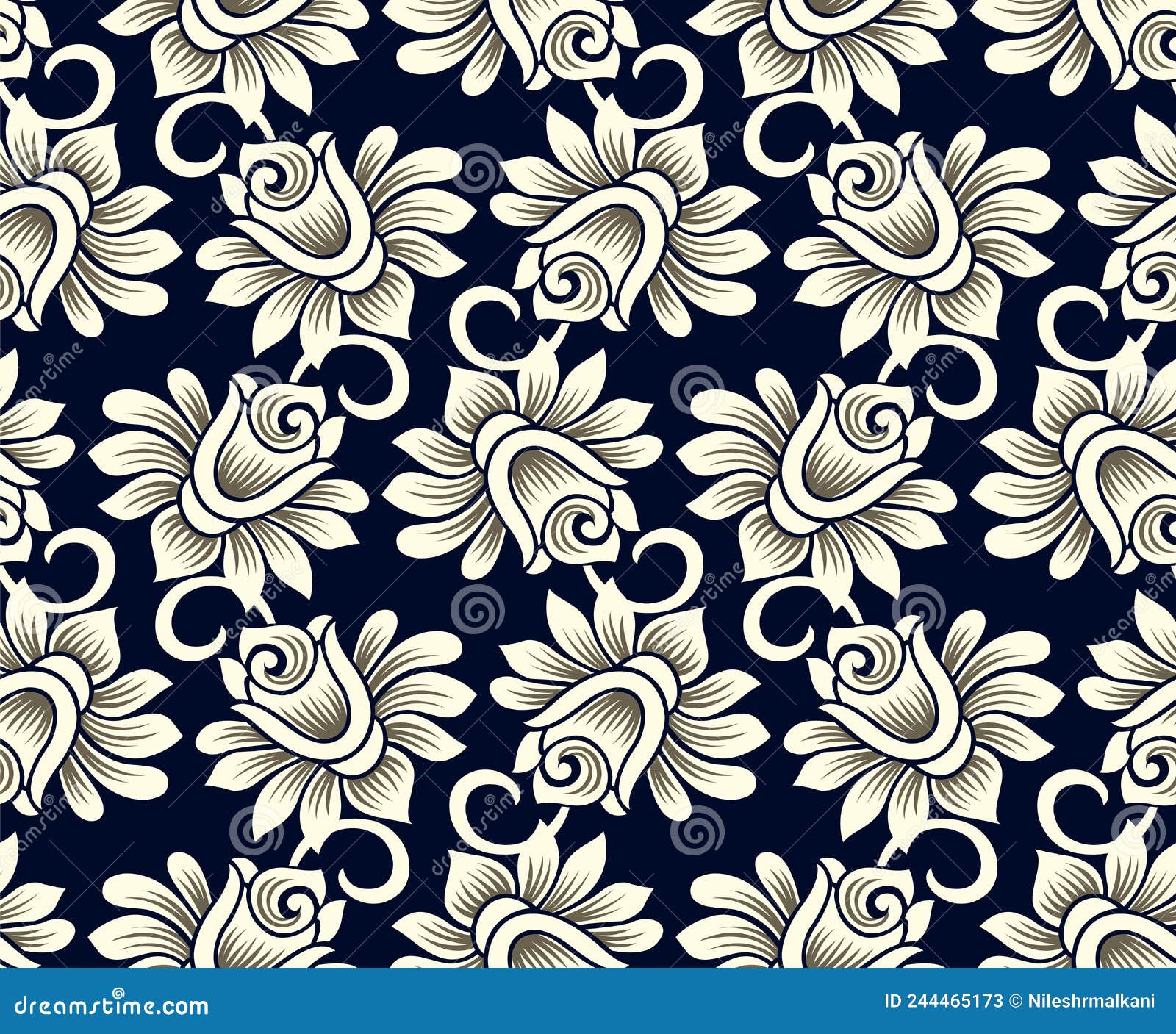 Abstract Rose Flower Pattern with Swirly Design Element Stock Vector ...