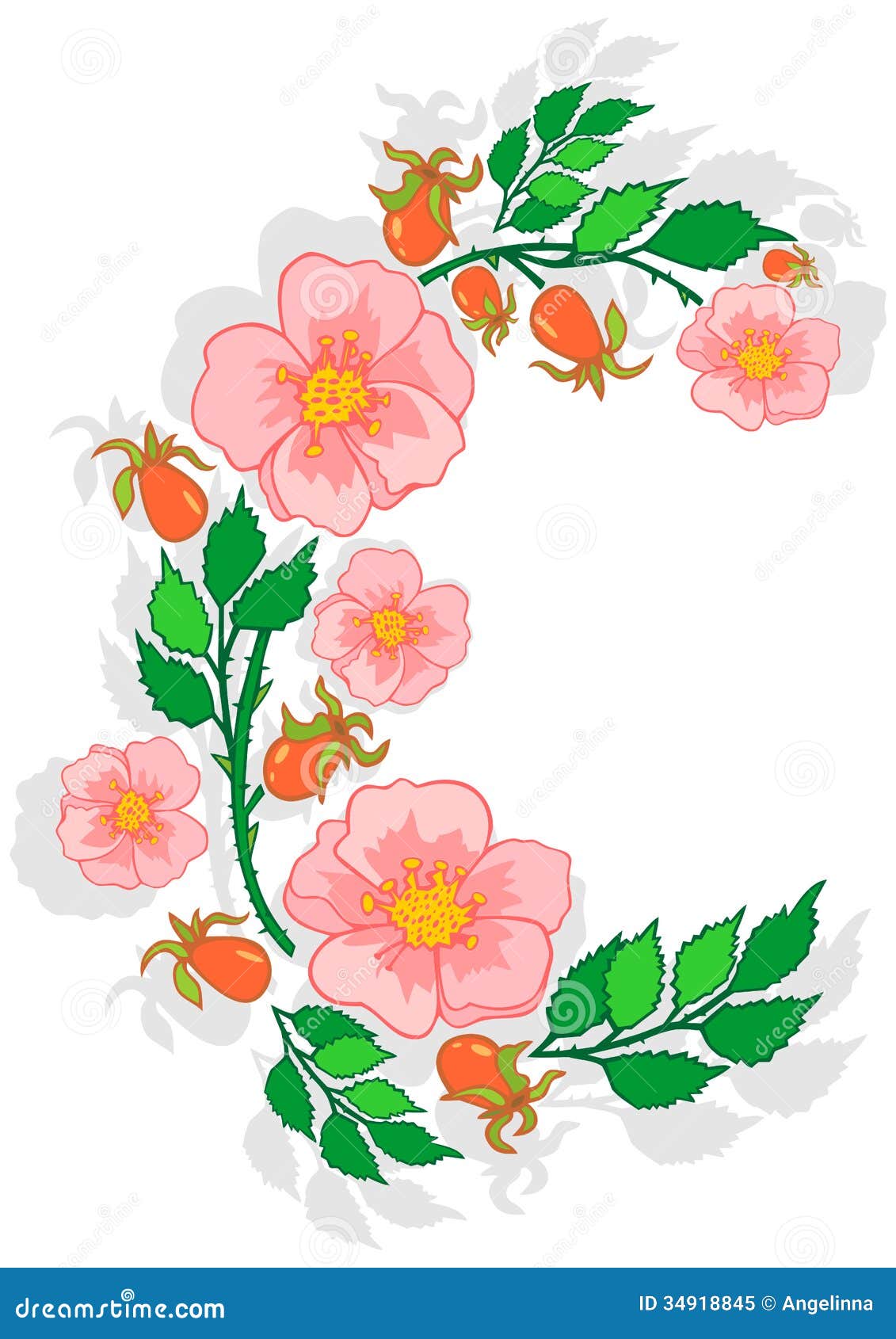 Abstract roses branch stock vector. Illustration of isolated - 34918845