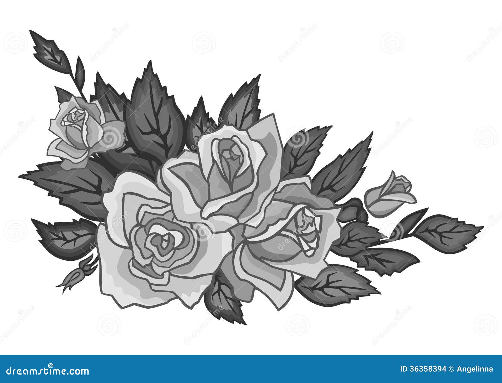 Red Roses - Corner Floral Composition. Watercolor For Wedding Card ...