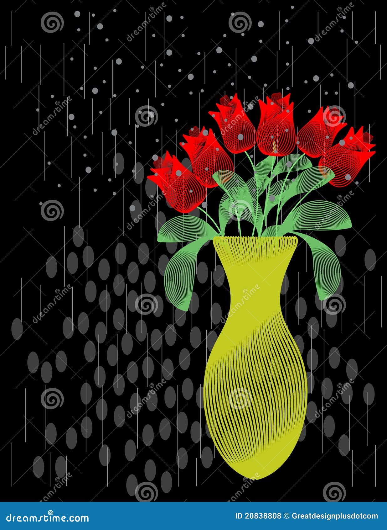 Abstract Roses In The Rain. Vector / Cliip Art Stock Vector ...