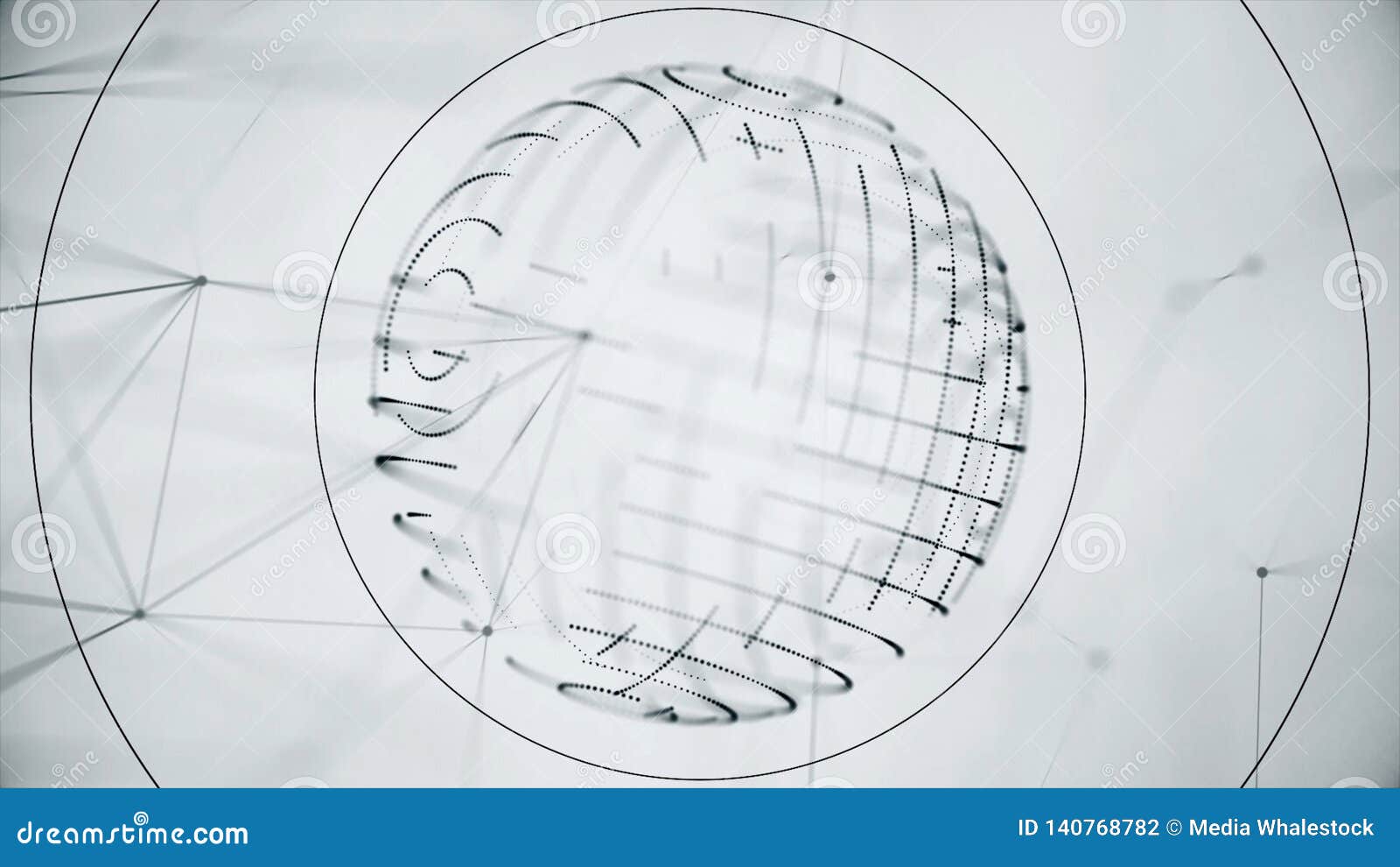 Abstract Rotating Circles Of Dotted Lines On White Background. Plexuses ...