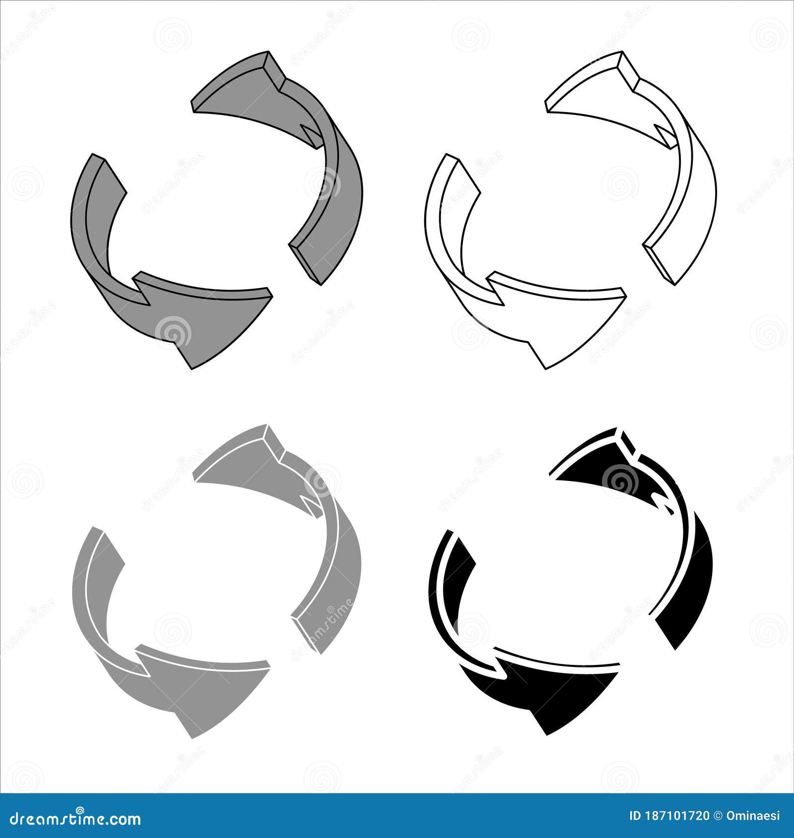 Set Of Rotation Arrows Looping In Circle For App Or Web Interfaces ...