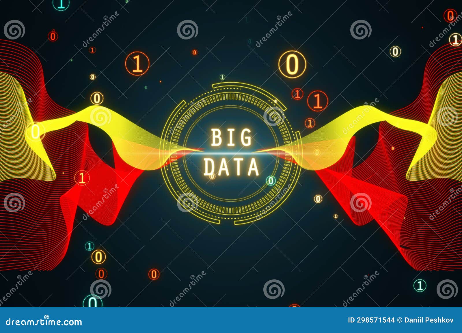 Abstract Round Big Data Hologram With Binary Code On Dark Wallpaper