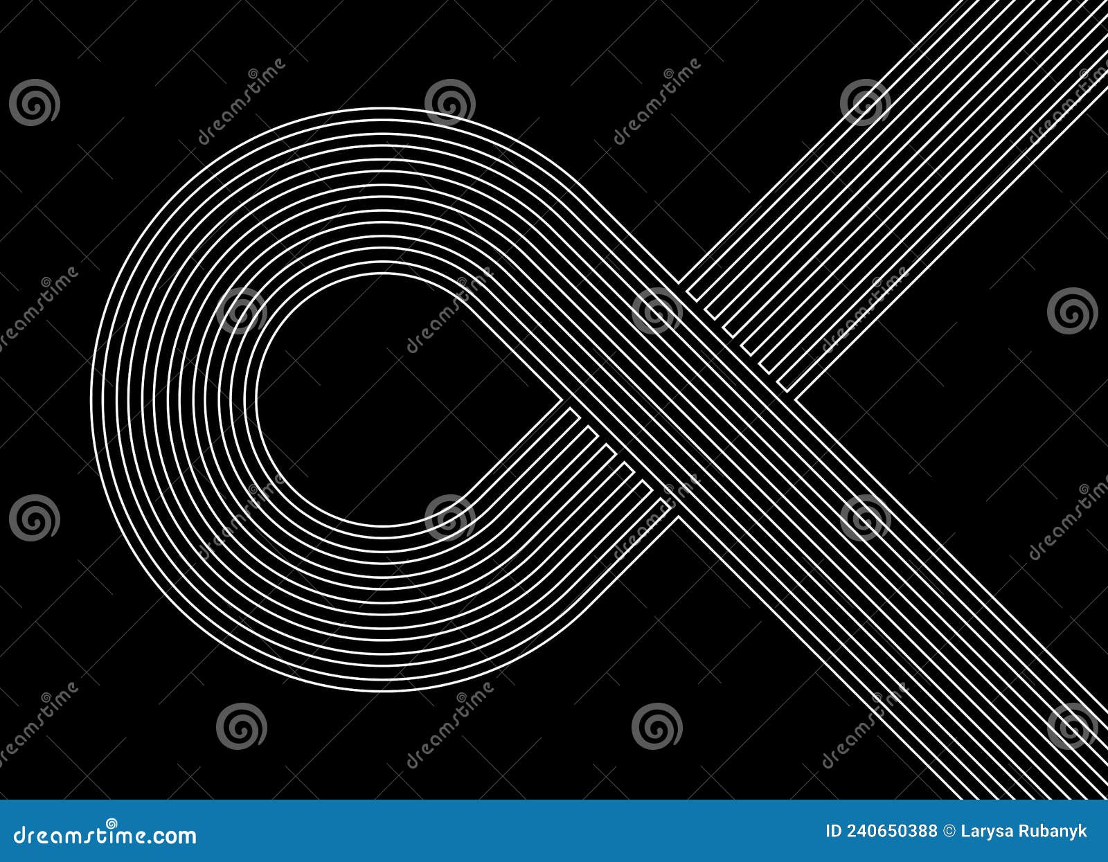 Abstract Round Black and White Pattern of Parallel Lines in Retro Style ...