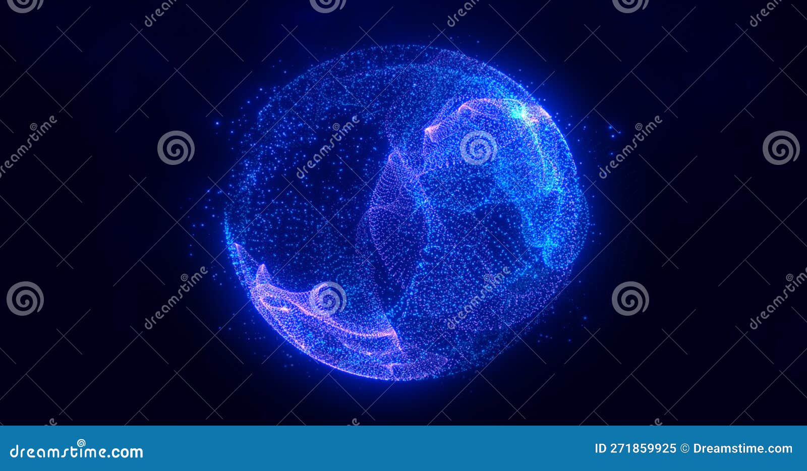Abstract Round Blue Sphere Light Bright Glowing from Rays of Energy ...