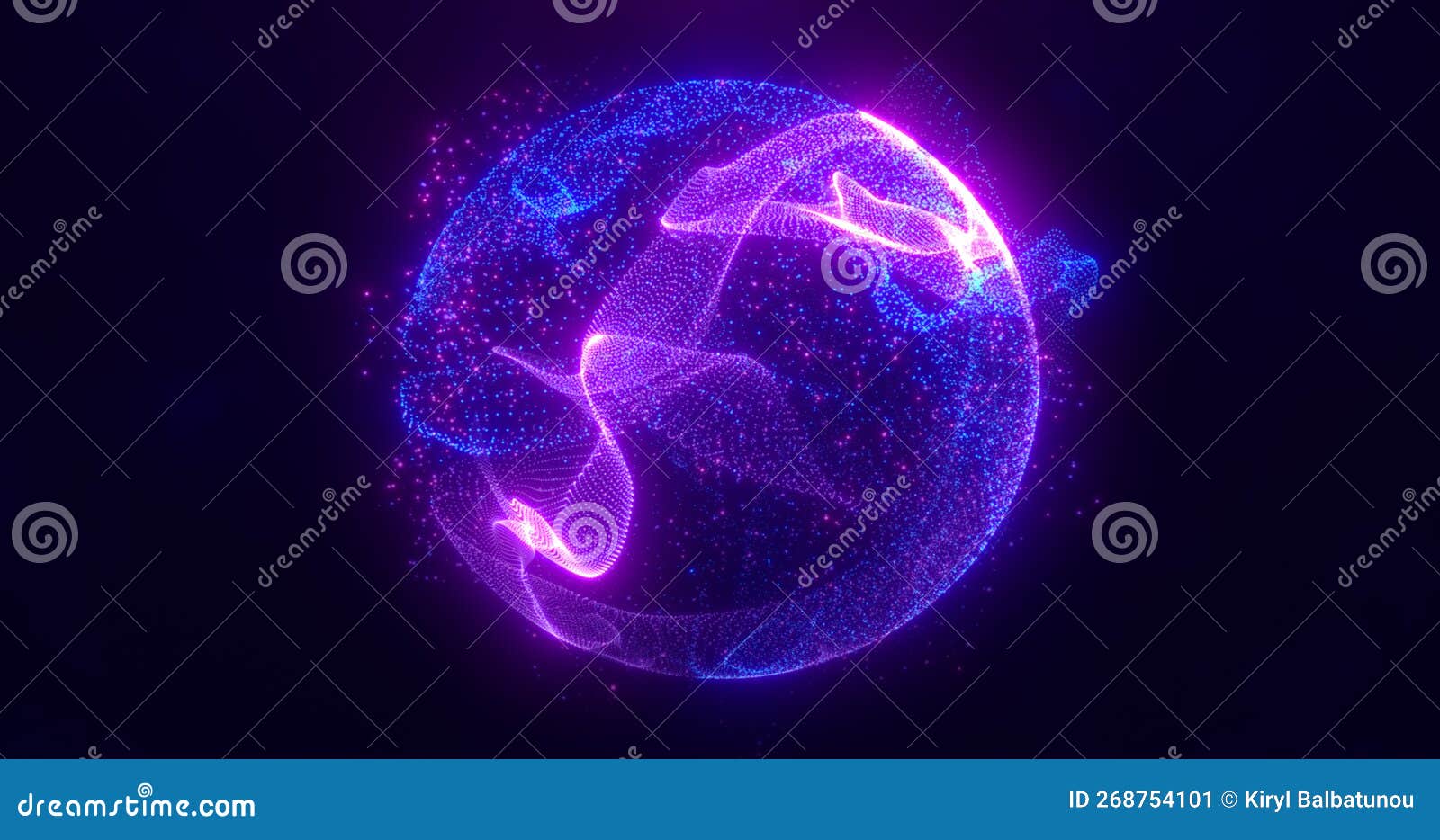 Abstract Round Blue To Purple Sphere Light Bright Glowing from Energy ...