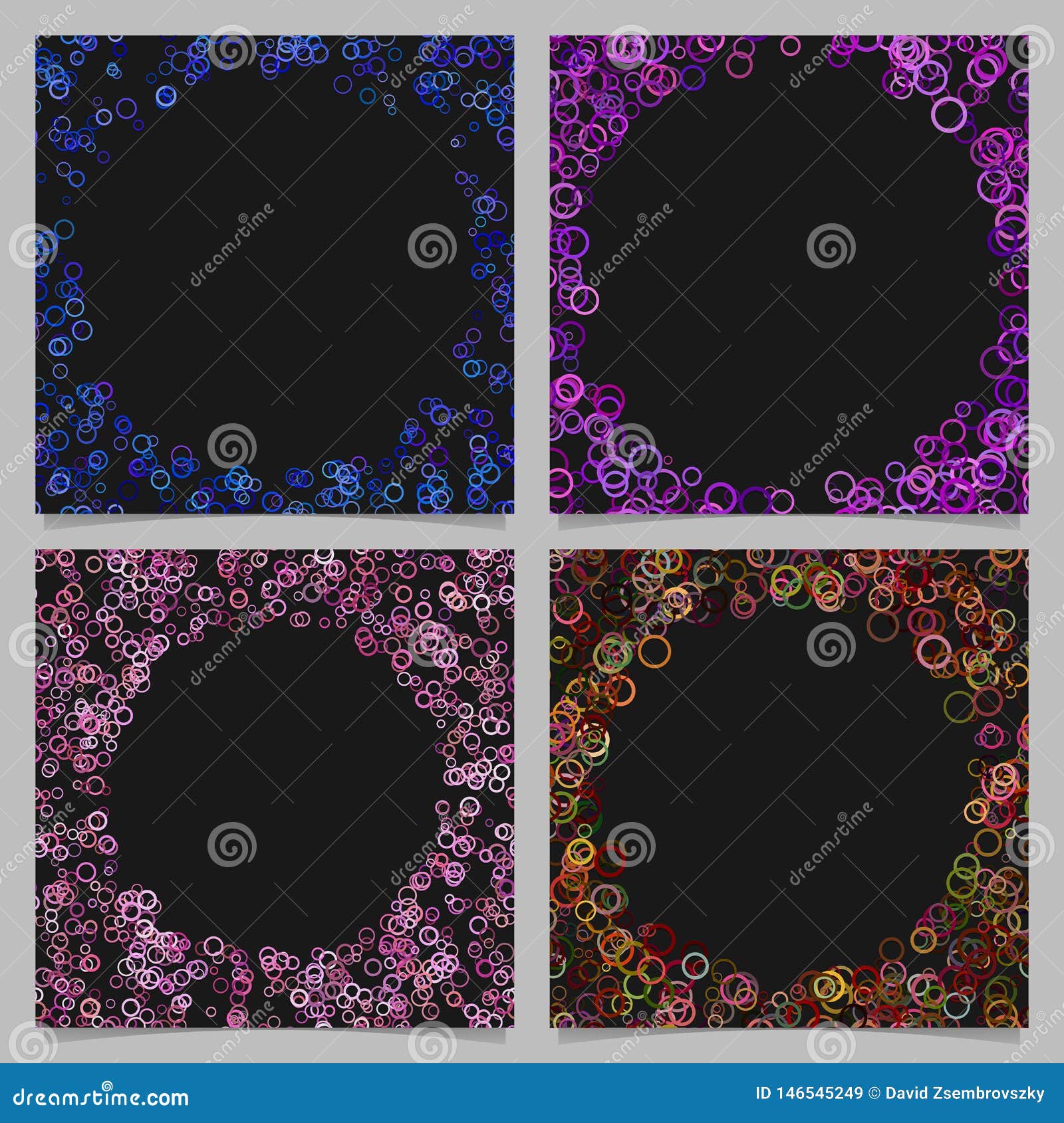Abstract Round Border Background Set with Circles Stock Vector ...