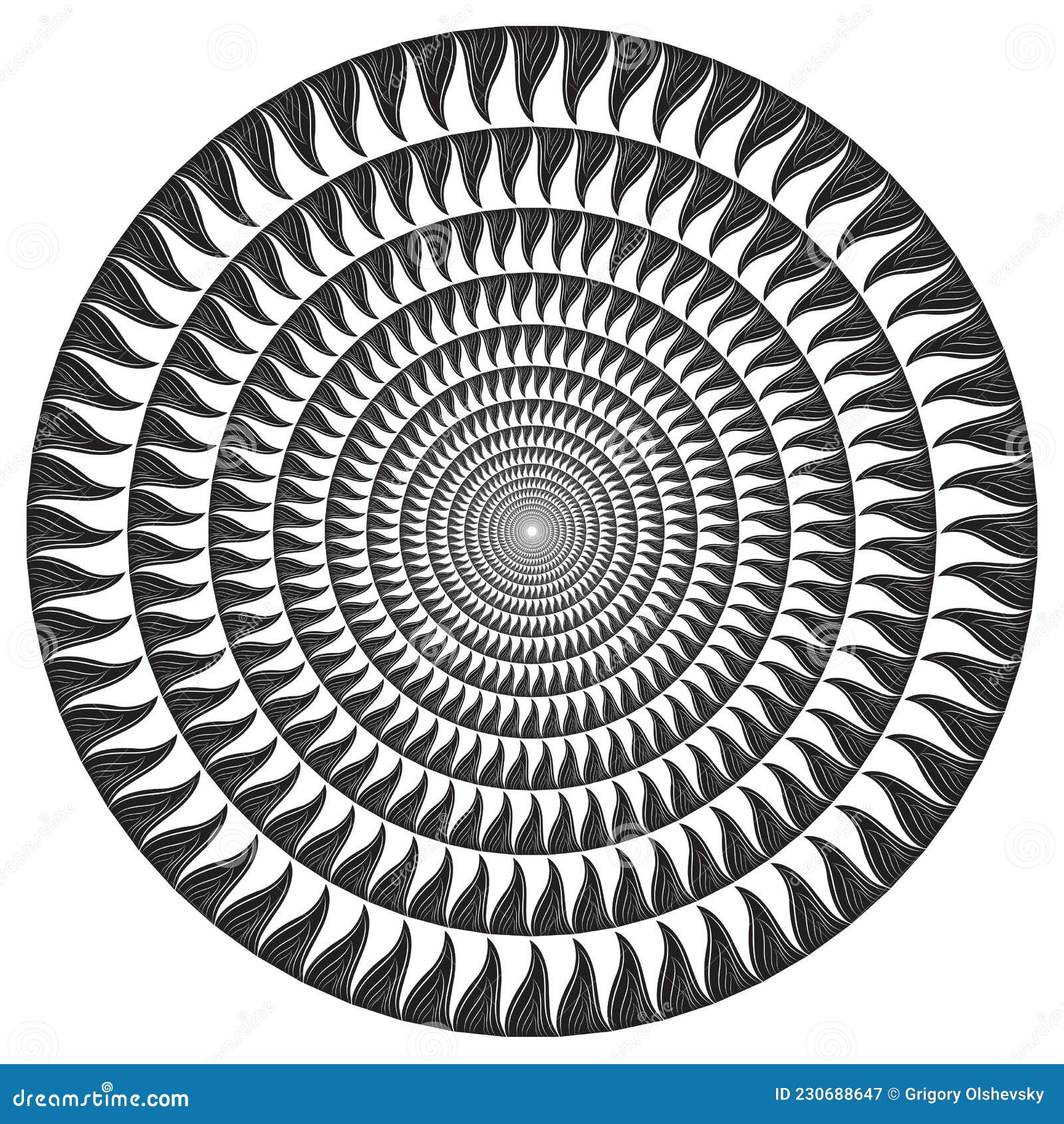 Abstract Round Concentric Pattern With Ethnic Ornament Design Element