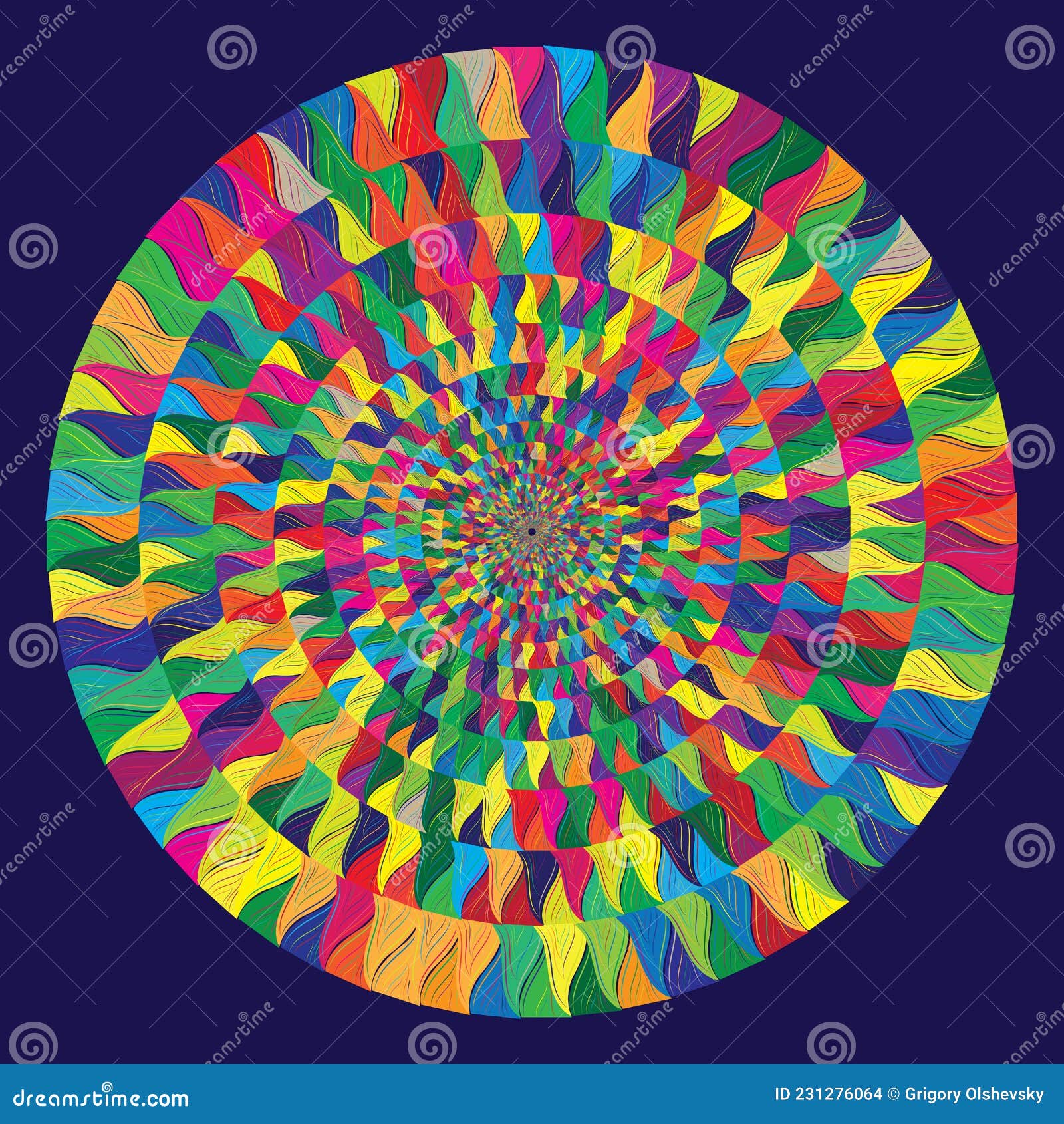 Abstract Round Concentric Pattern with Ethnic Ornament. Design Element ...