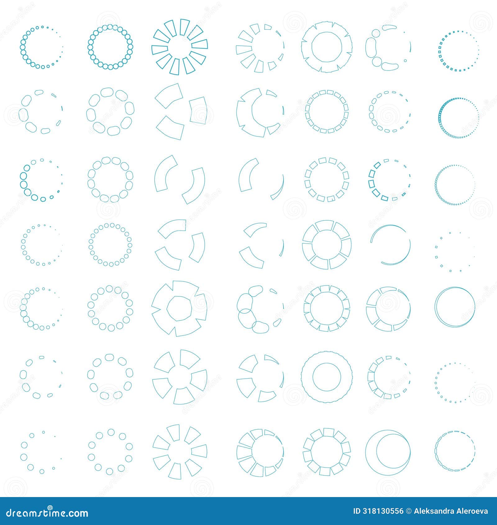 Abstract Round Elements of Different Shapes and Sizes on a White ...