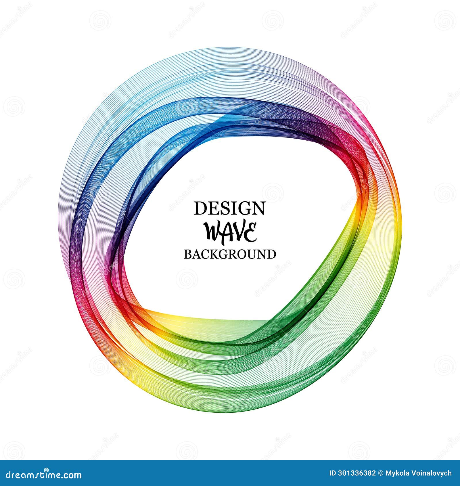 Abstract Round Frame Background, Rainbow Circular Wave Lines on White ...