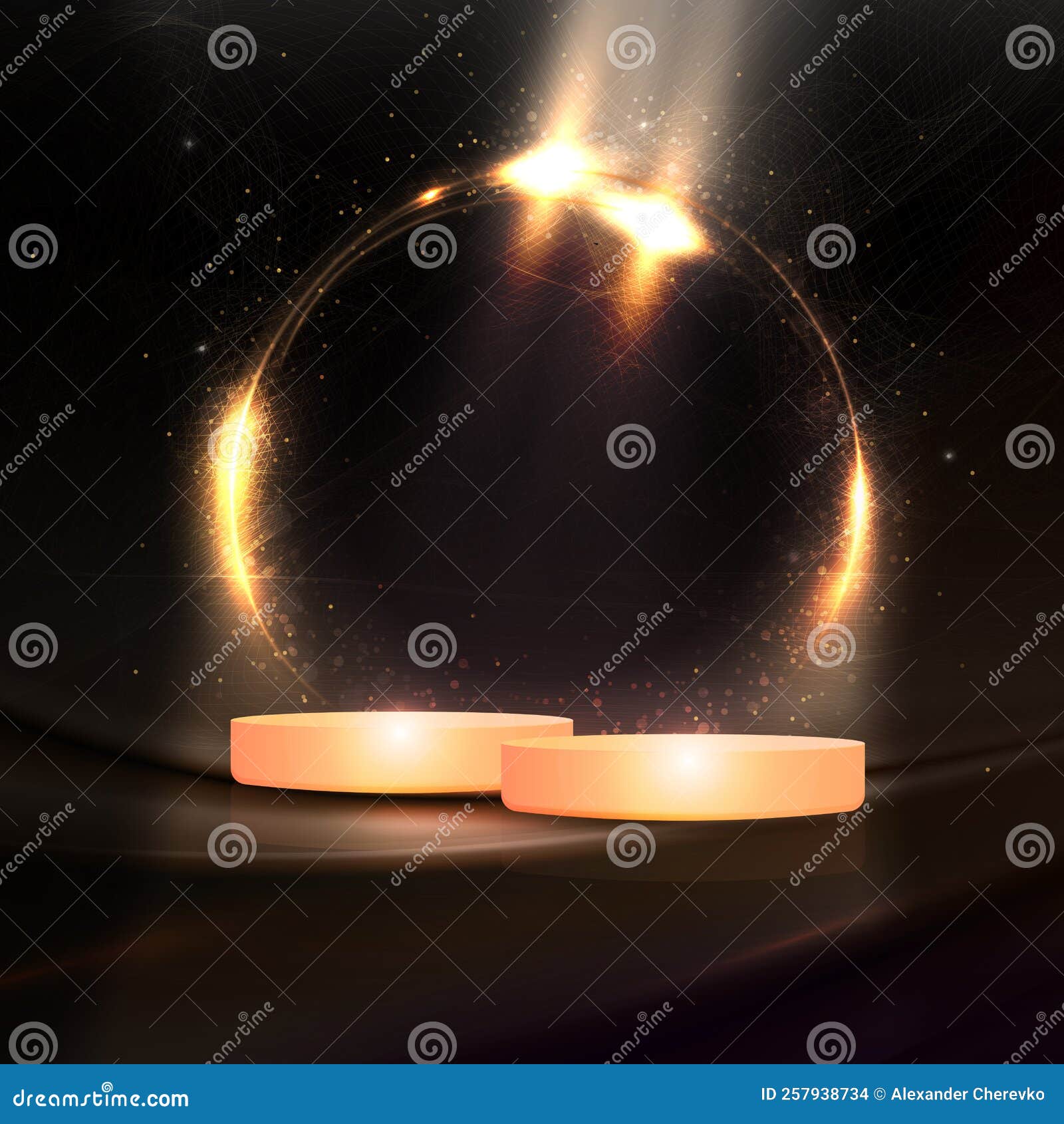Abstract Round Frame with Gold Tone Scene on Black Design Stock Vector ...
