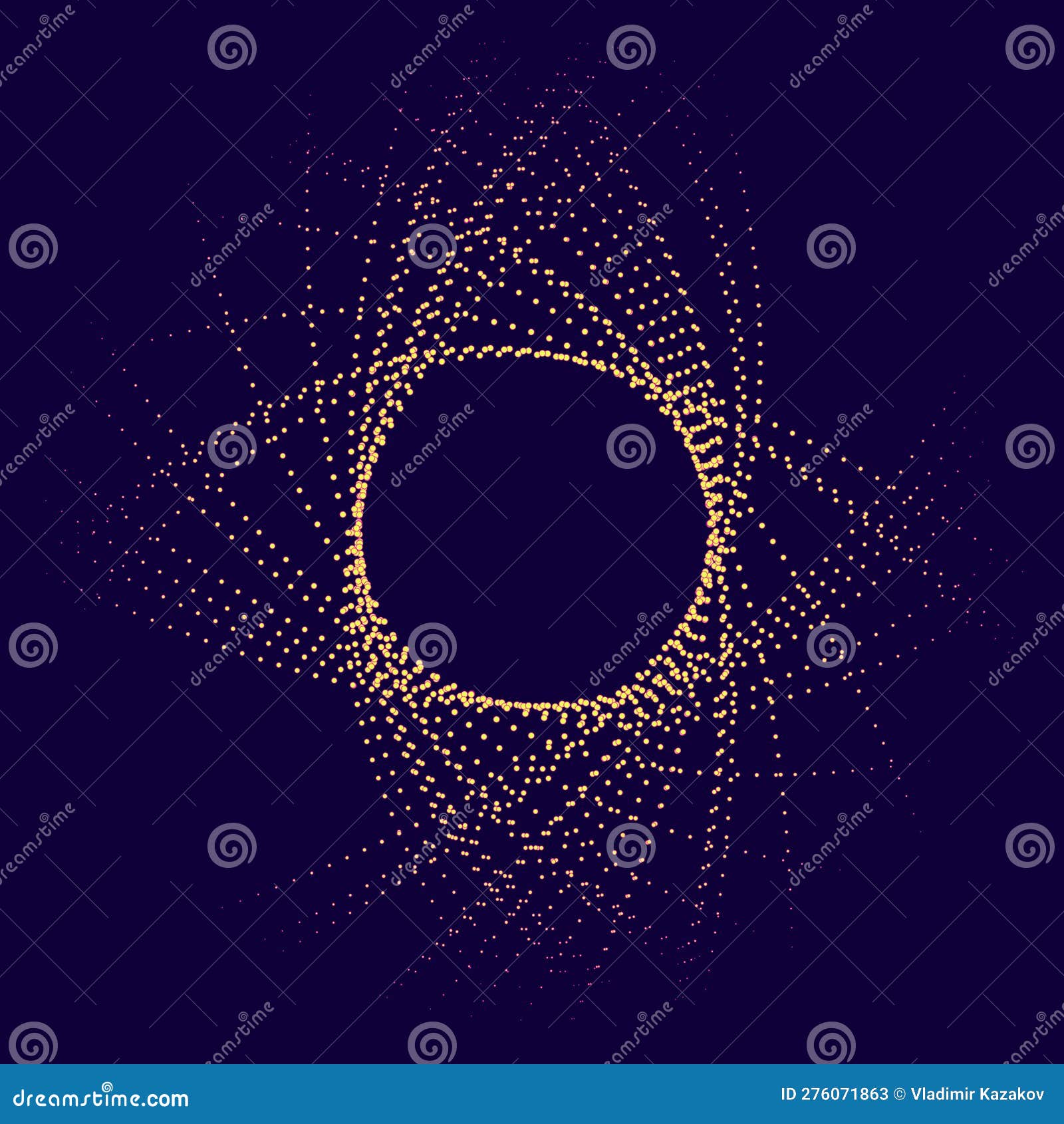 Abstract Round Frame Made of Yellow Dots Isolated on Blue Stock Vector ...