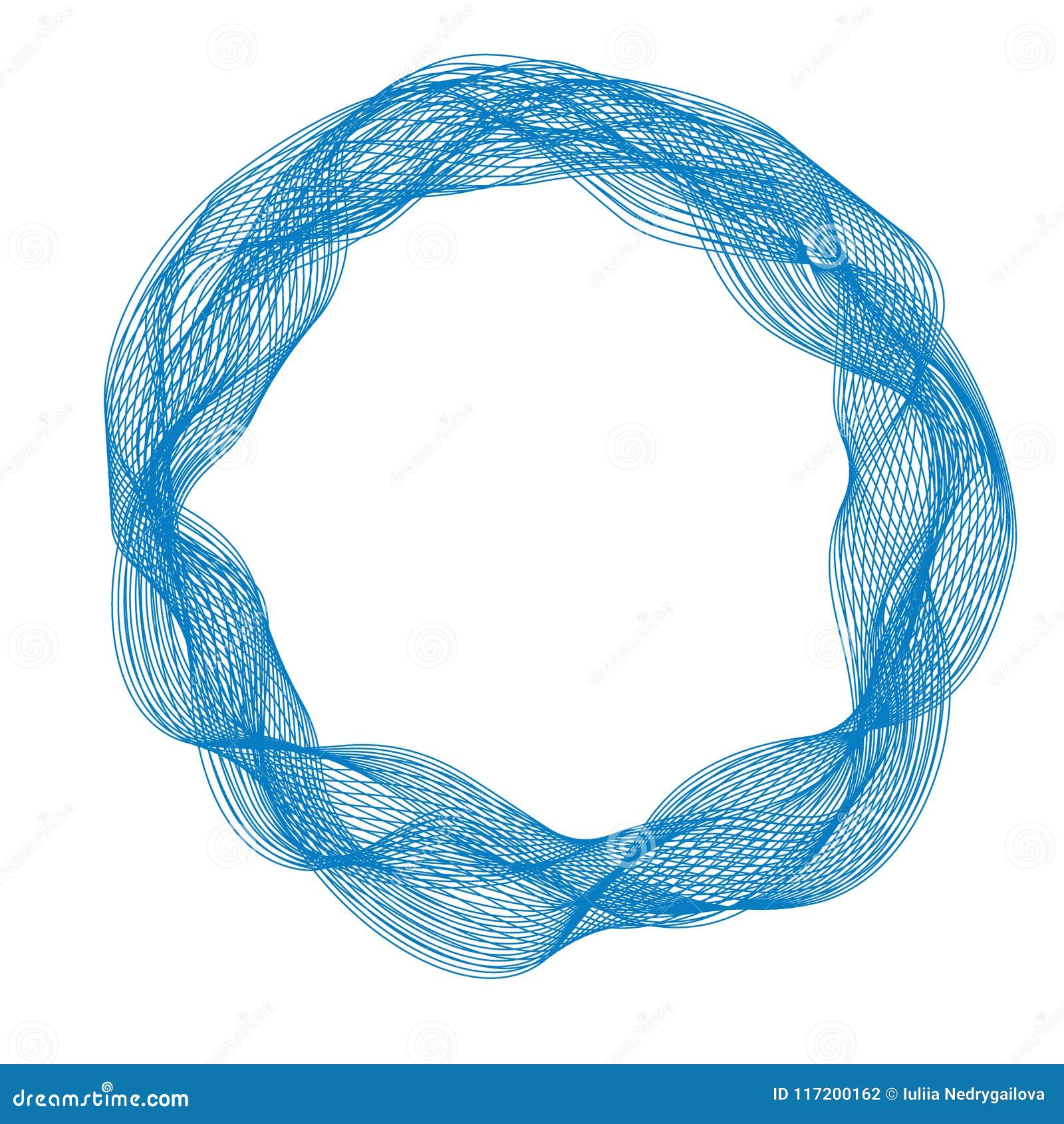 Abstract Round Frame with Motion Waves, Curve Blue Lines, Vector Stock ...