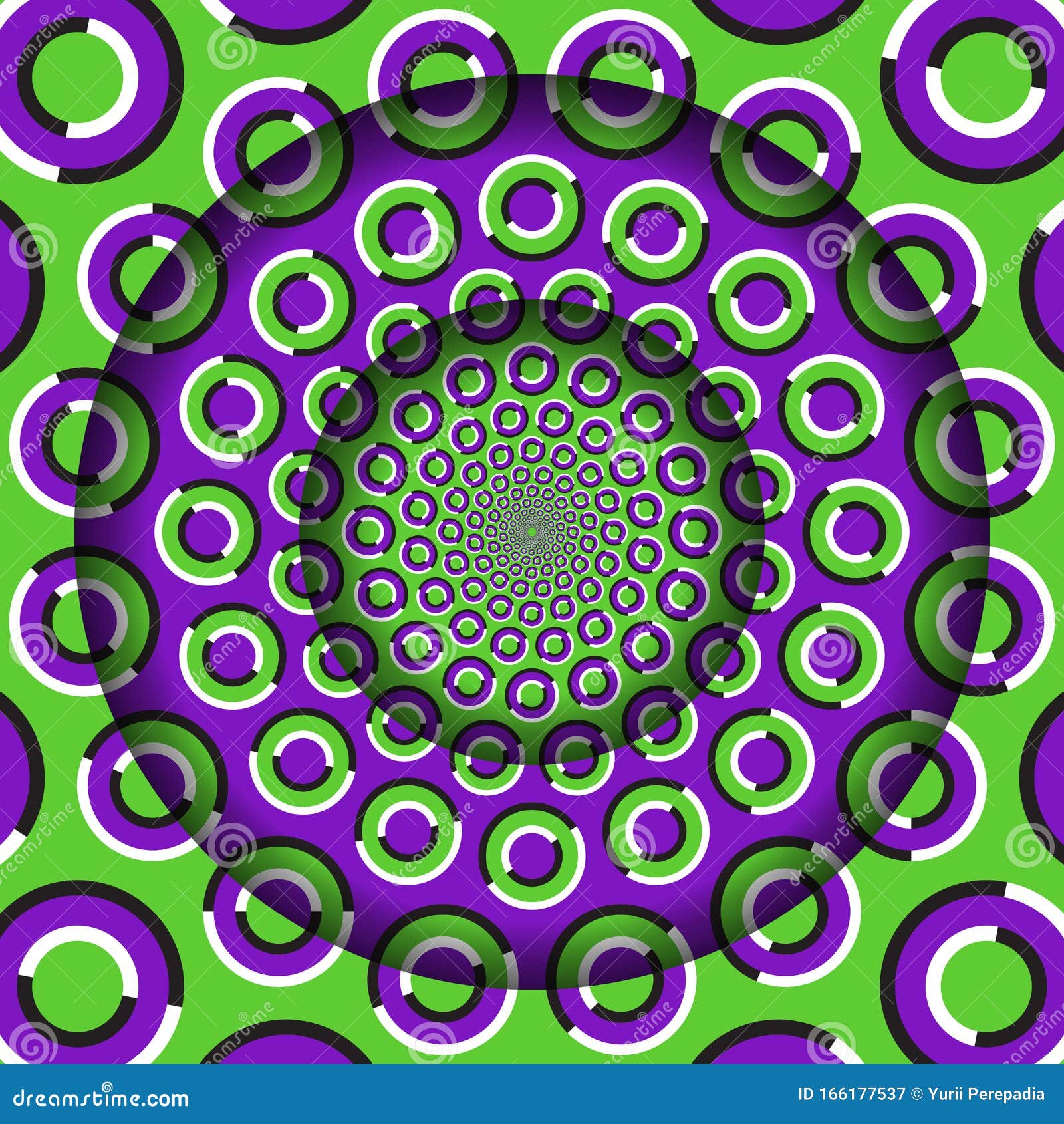 Abstract Round Frame with a Moving Purple Green Rings Pattern. Optical ...