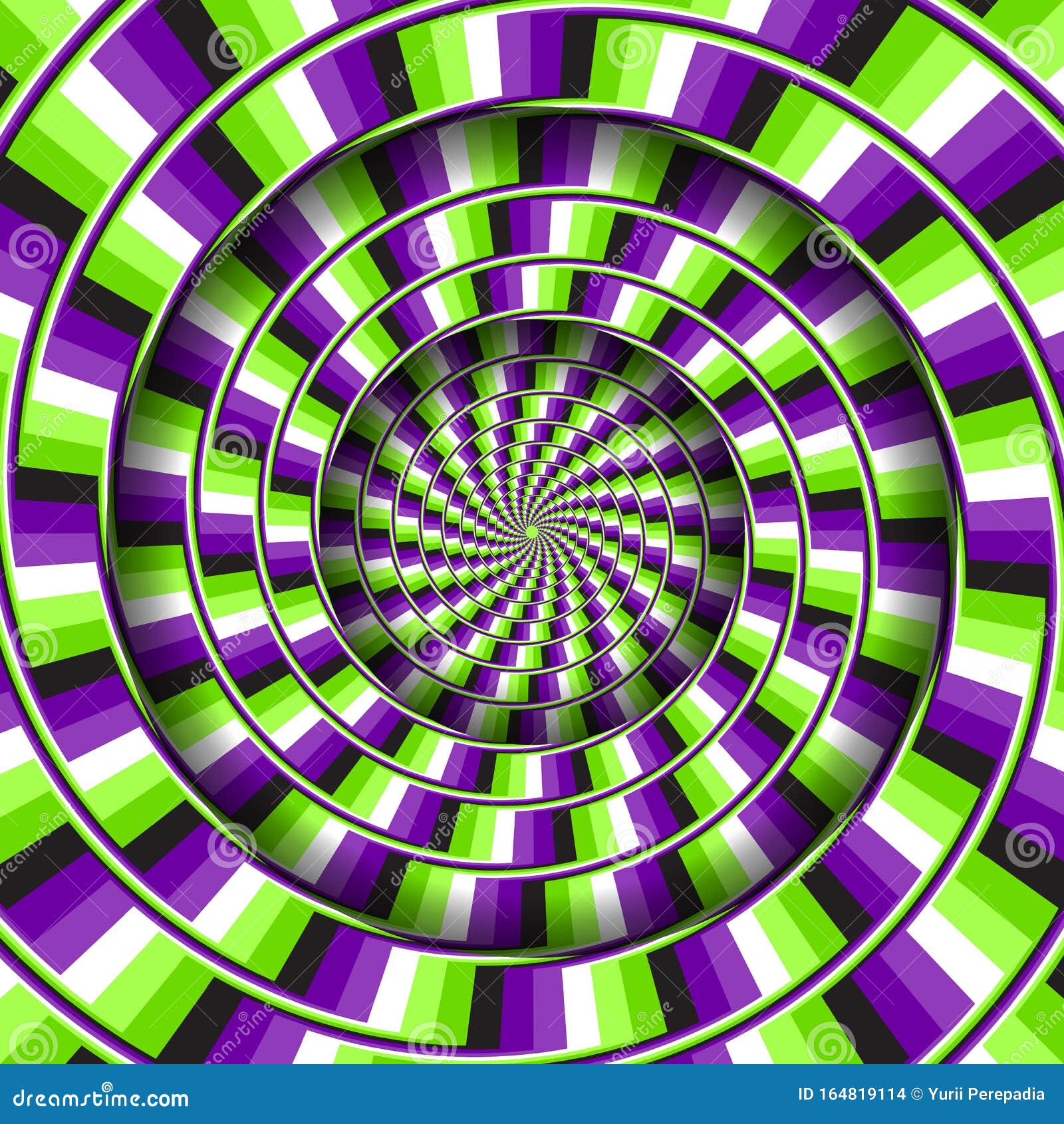 Abstract Round Frame with a Rotating Purple Green Broken Stripes ...